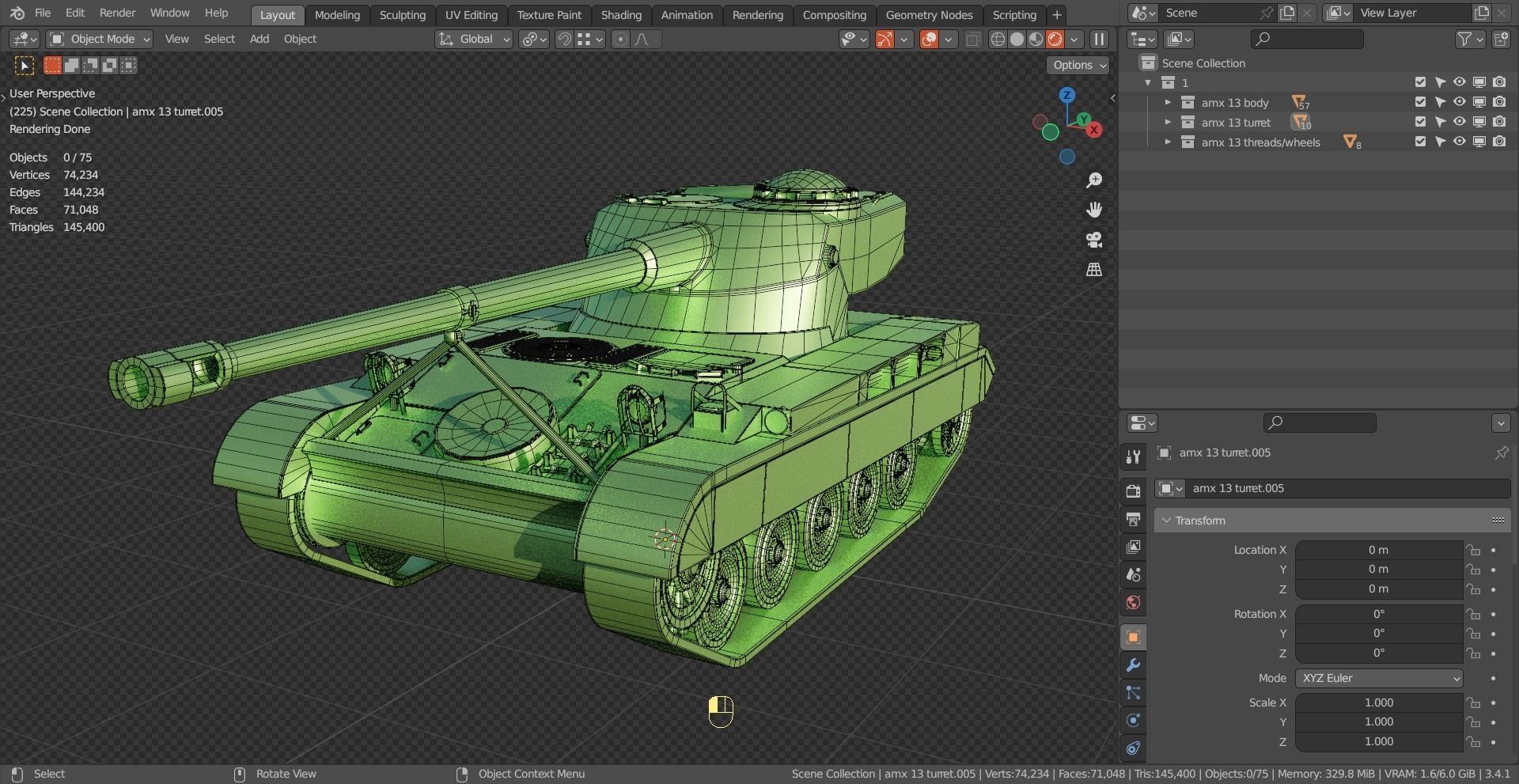 3D model AMX 13 TANK BASE MESH VR / AR / low-poly | CGTrader