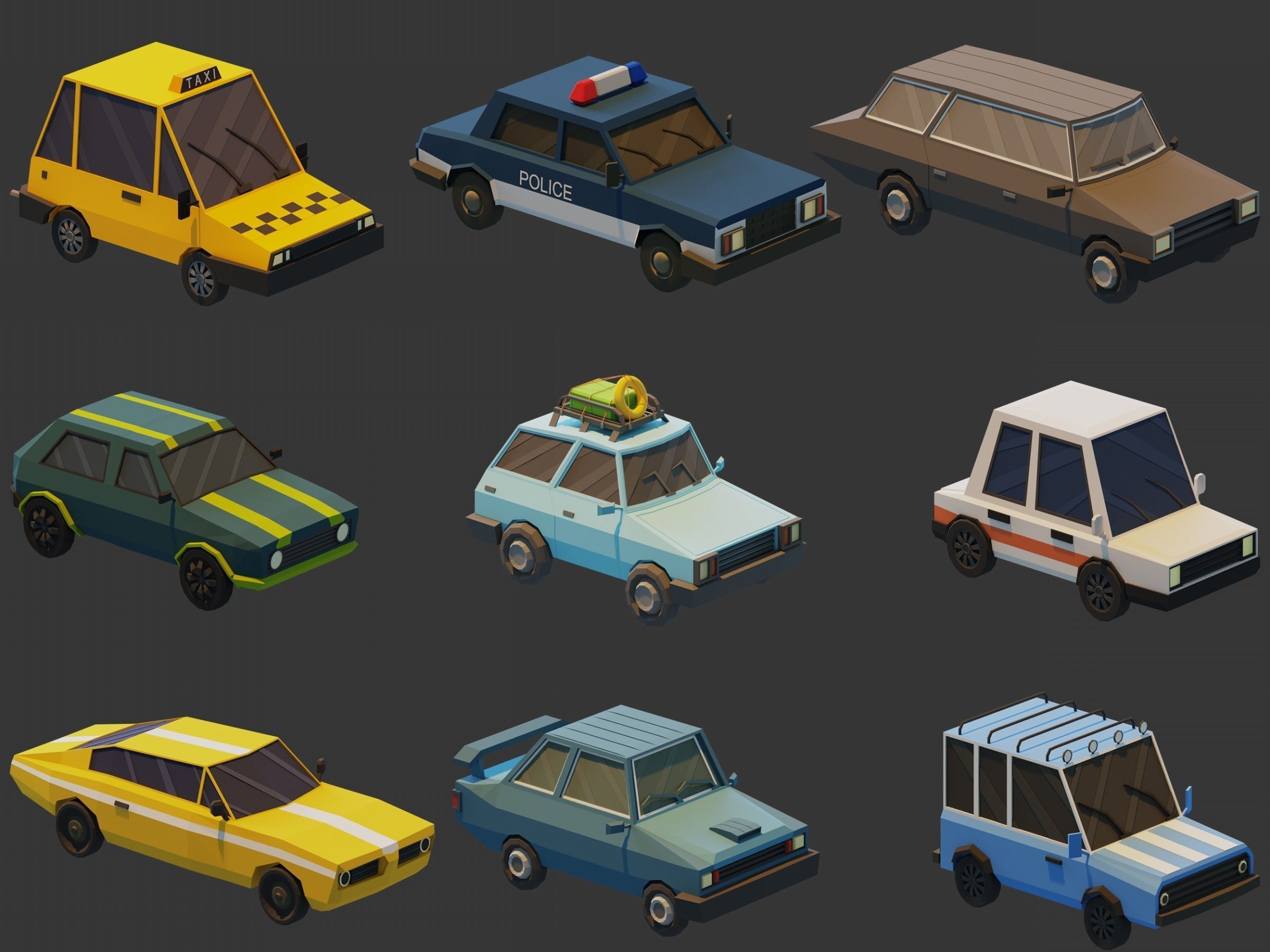 3D model Low Poly Cars Ships and Planes VR / AR / low-poly | CGTrader