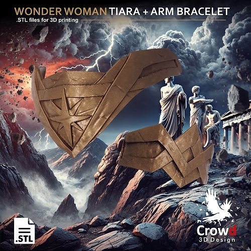 Wonder Woman Tiara and Arm Bracelet 3D model 3D printable | CGTrader