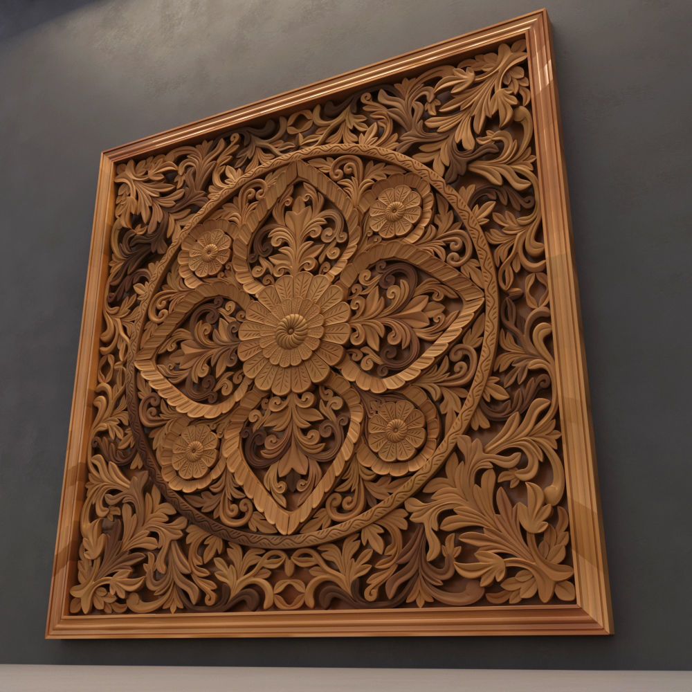 CNC flower design 3D Model for CNC Router Engraver Wall Decor 3D model ...