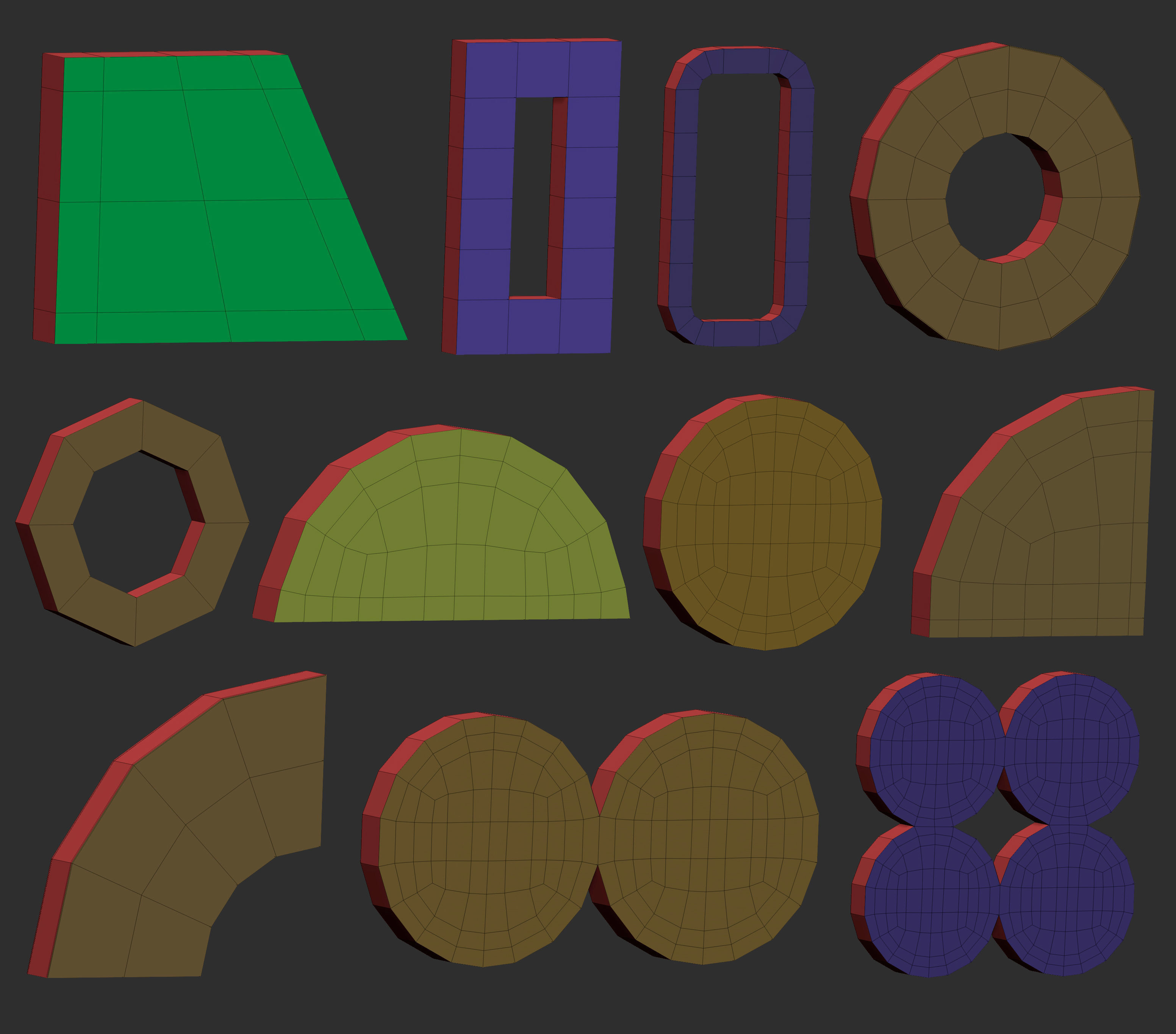 100 low poly primitive geometric base mesh shapes imm Zbrush set free ...