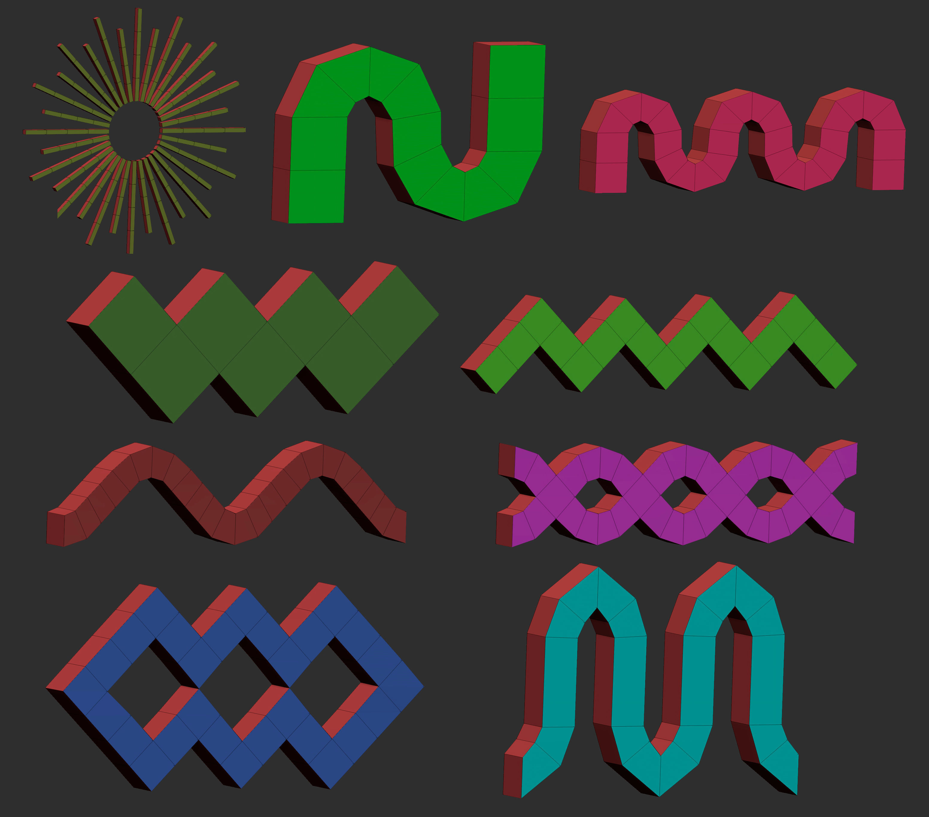 100 low poly primitive geometric base mesh shapes imm Zbrush set free ...