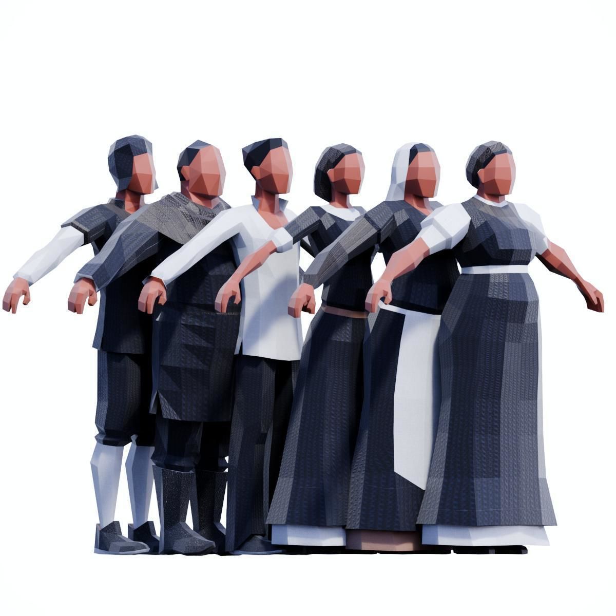 3D model Mediaval Peasants - Animated and Rigged VR / AR / low-poly ...
