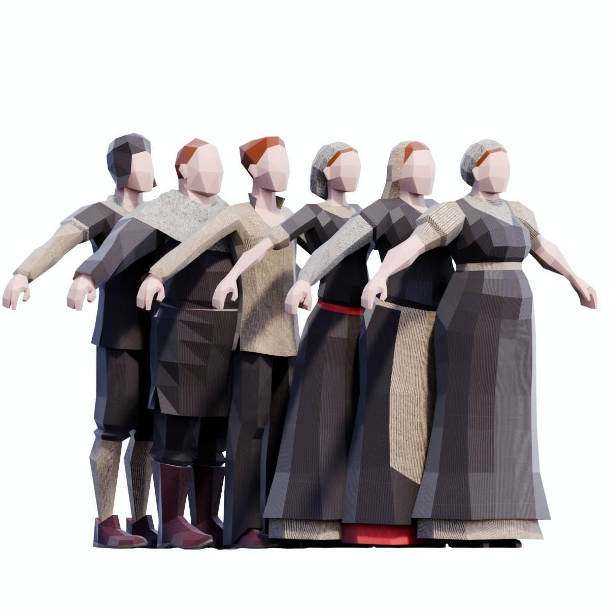 3D model Mediaval Peasants - Animated and Rigged VR / AR / low-poly ...