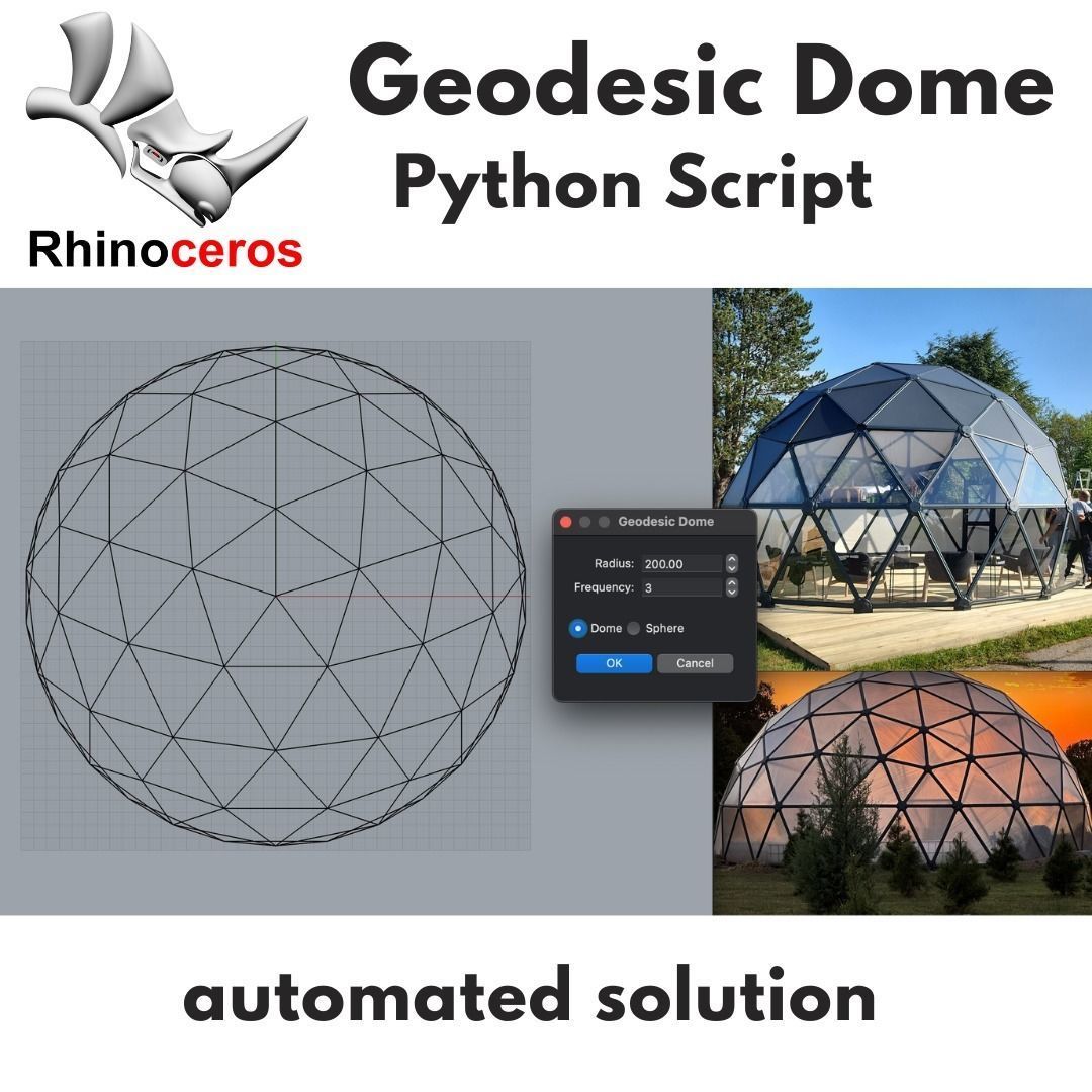 Geodesic Dome Rhino3D Parametric Python Script for Architects 3D model | CGTrader