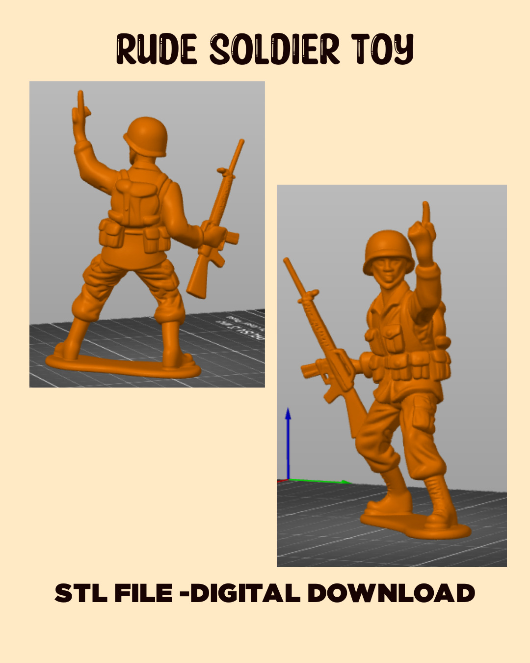 Rude Army Men Bundle Plastic army men Middle Finger 3D model 3D ...