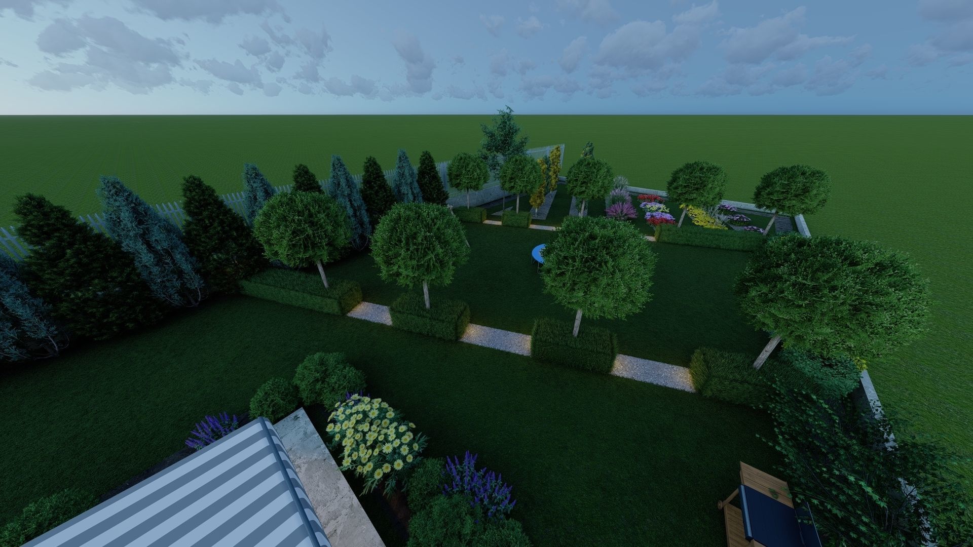 landscape house garden free 3D model | CGTrader
