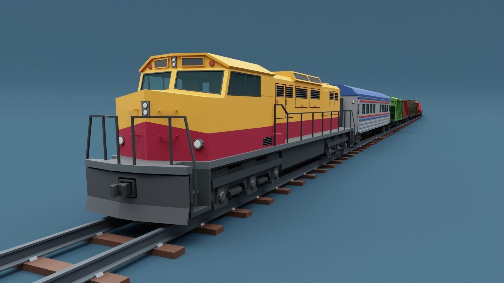 3D model Stylized Train and Railroad Wagons VR / AR / low-poly | CGTrader