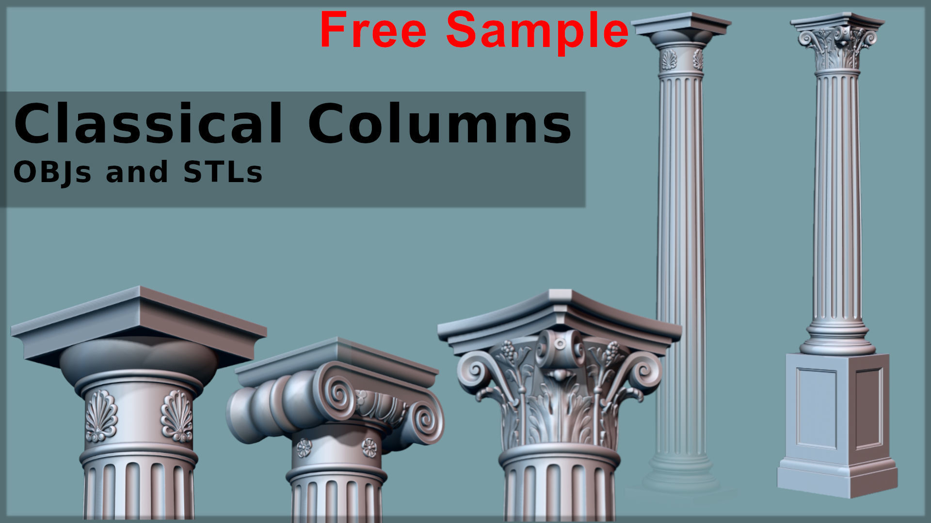 Classical columns free sample free 3D model | CGTrader