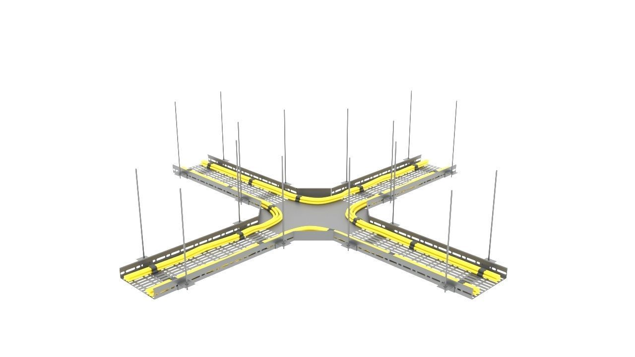 Cable Tray with Ceiling Support and Floor Pedestal free 3D model | CGTrader