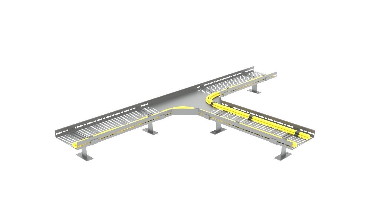 Cable Tray with Ceiling Support and Floor Pedestal free 3D model | CGTrader
