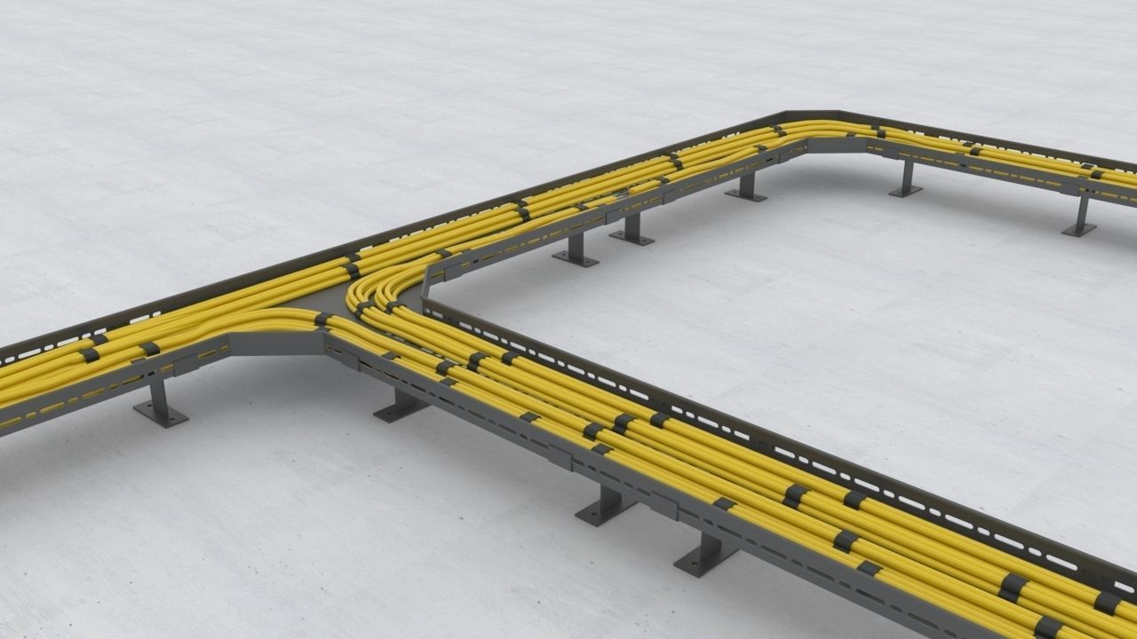 Cable Tray with Ceiling Support and Floor Pedestal free 3D model | CGTrader