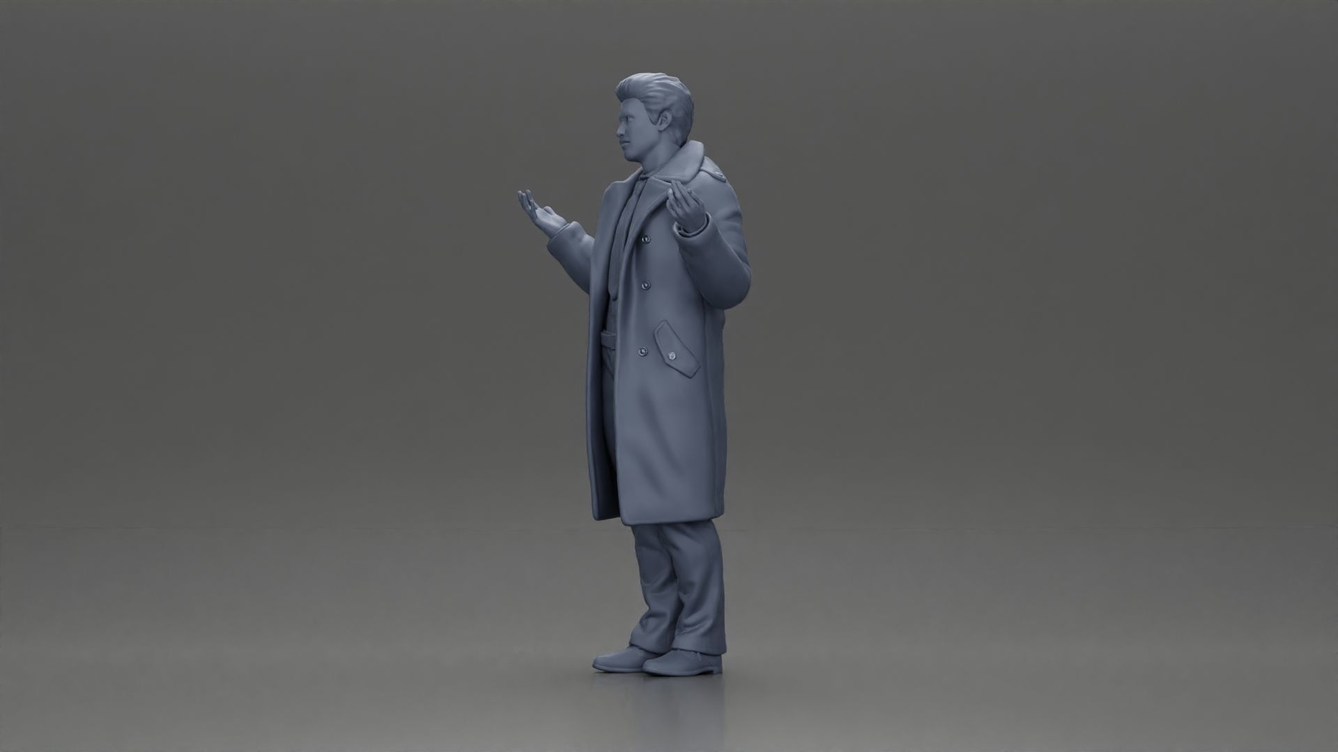 police detective in a coat standing with hands wide open 3D model 3D ...
