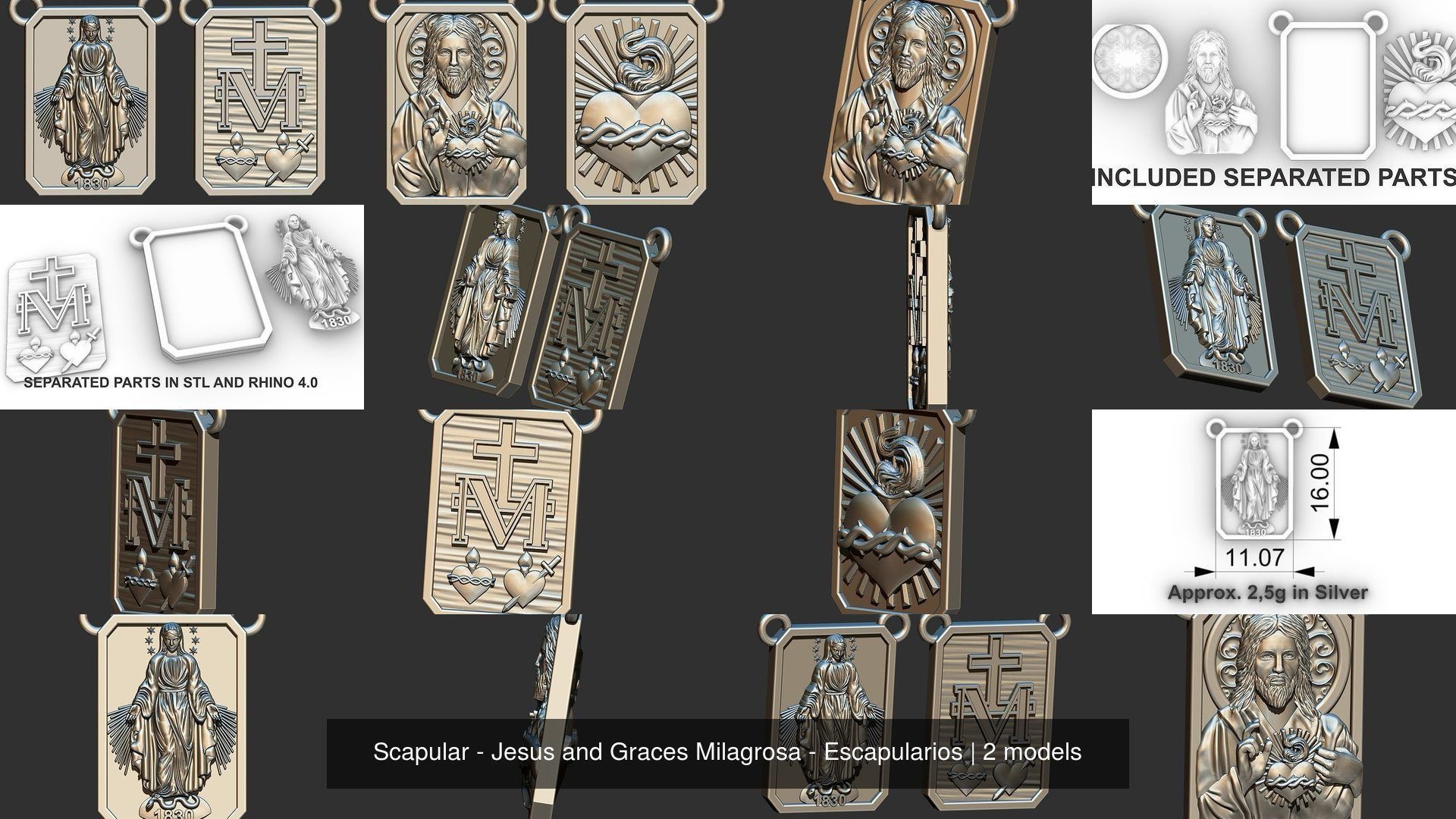 Scapular - Jesus and Graces Milagrosa - Escapularios 3D Model ...