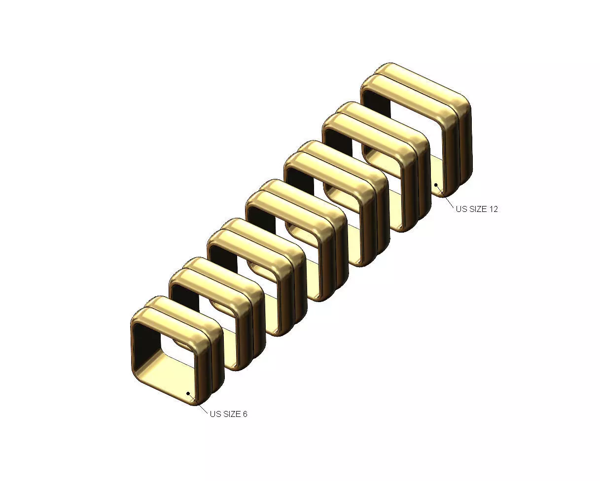 Wide 10mm double dome section square ring US sizes 6to10 3D model 3D ...