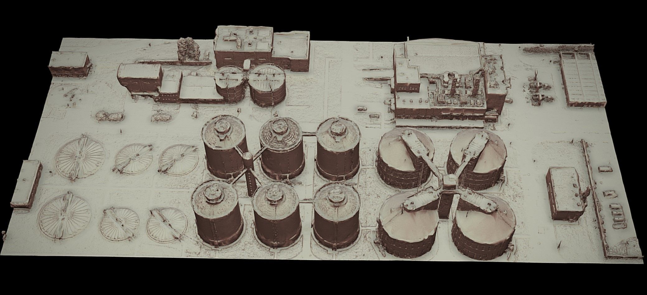 3D model factory chemical plant silo terrain drone photogrammetry VR ...