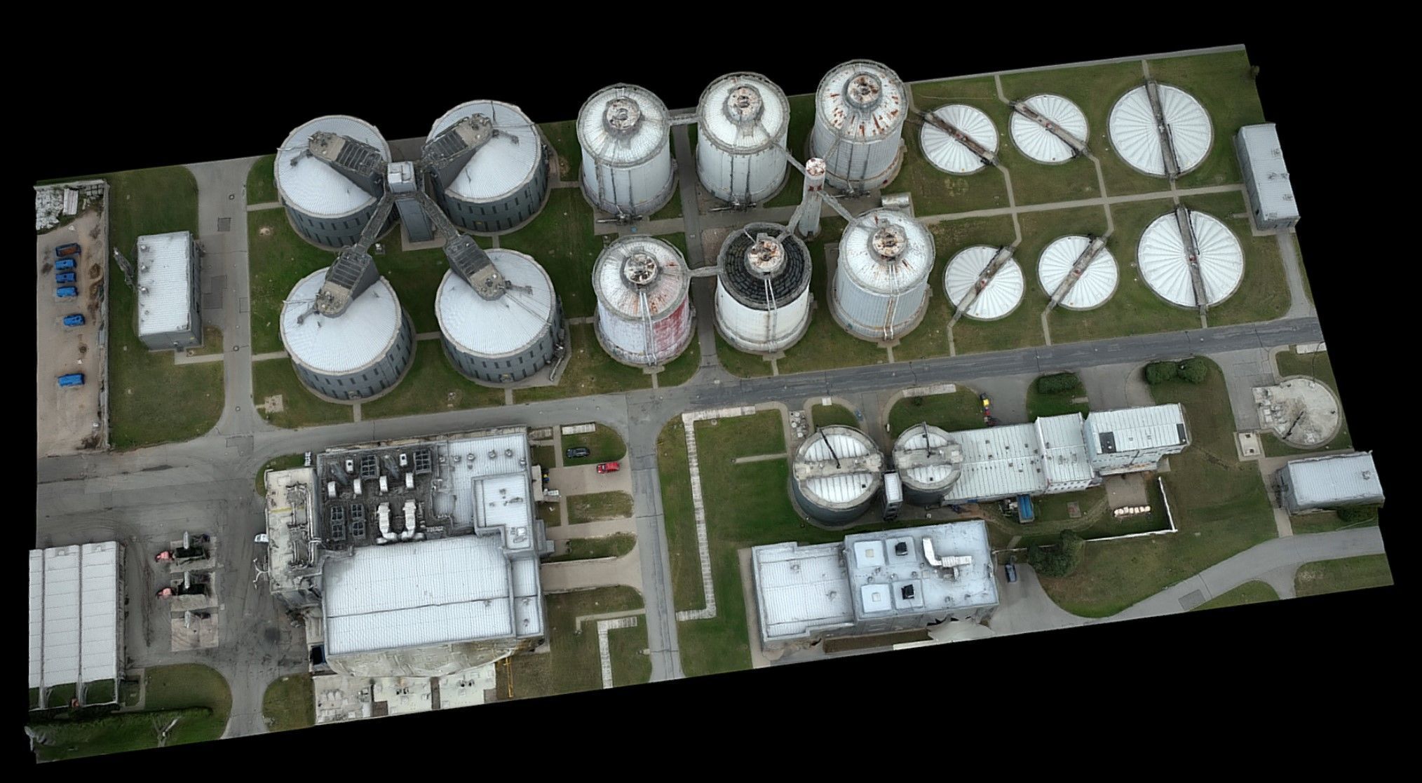 3D model factory chemical plant silo terrain drone photogrammetry VR ...