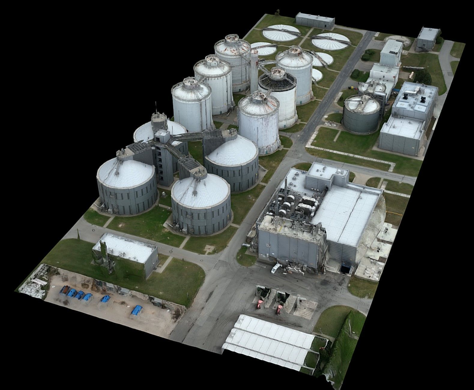 3D model factory chemical plant silo terrain drone photogrammetry VR ...