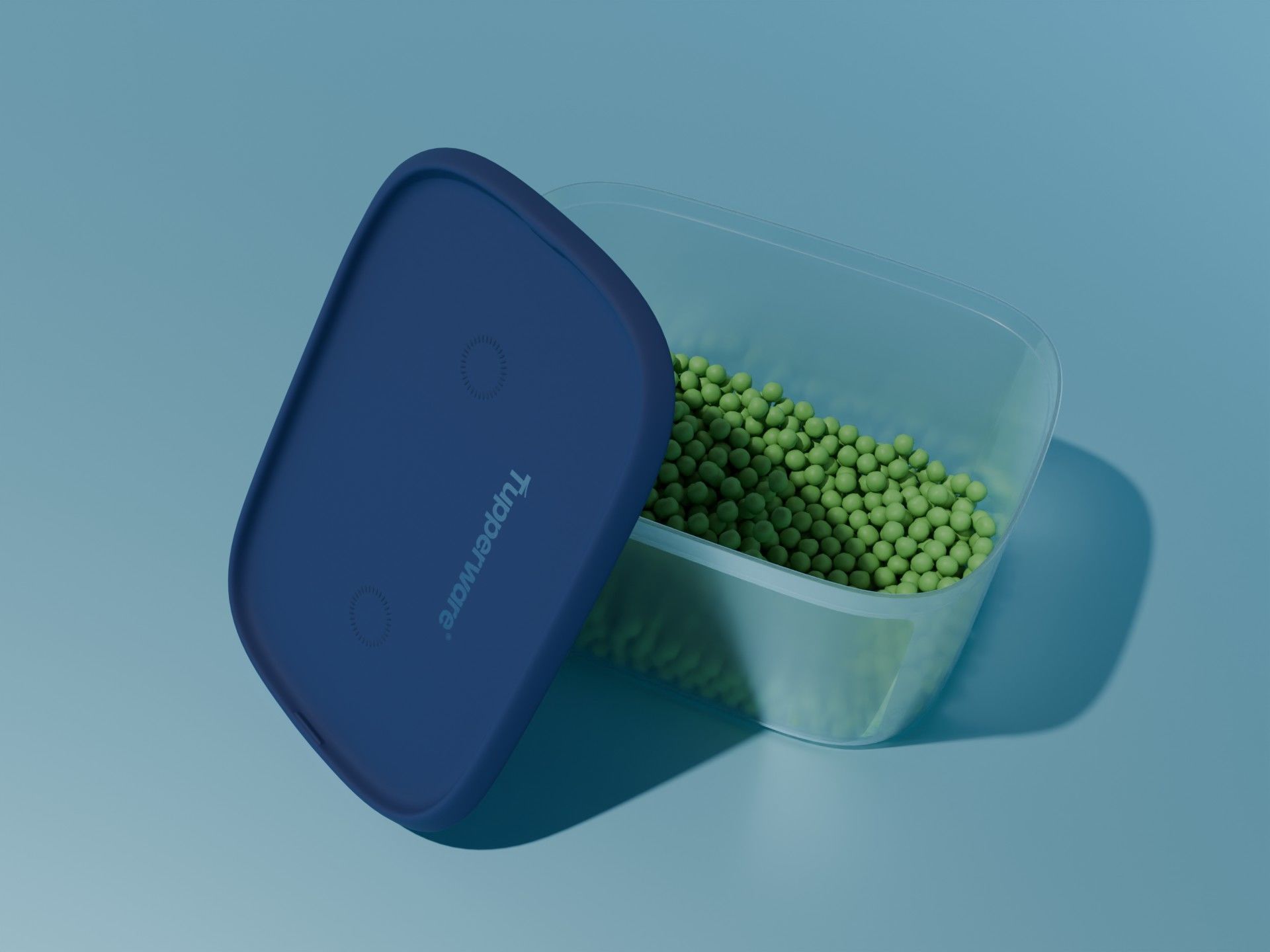 Tupperware One Touch Fresh box with fresh green peas 3D model | CGTrader