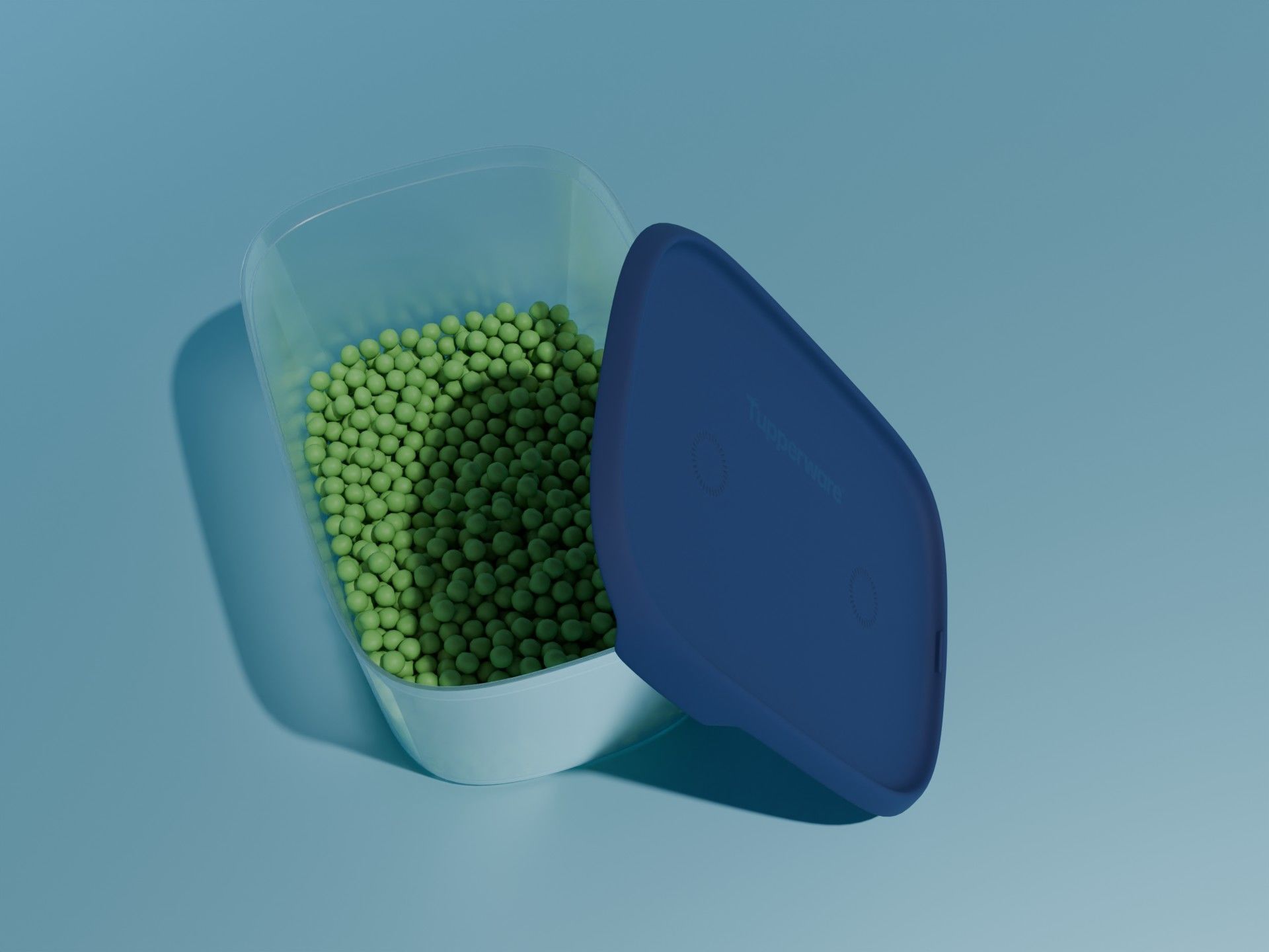 Tupperware One Touch Fresh box with fresh green peas 3D model | CGTrader