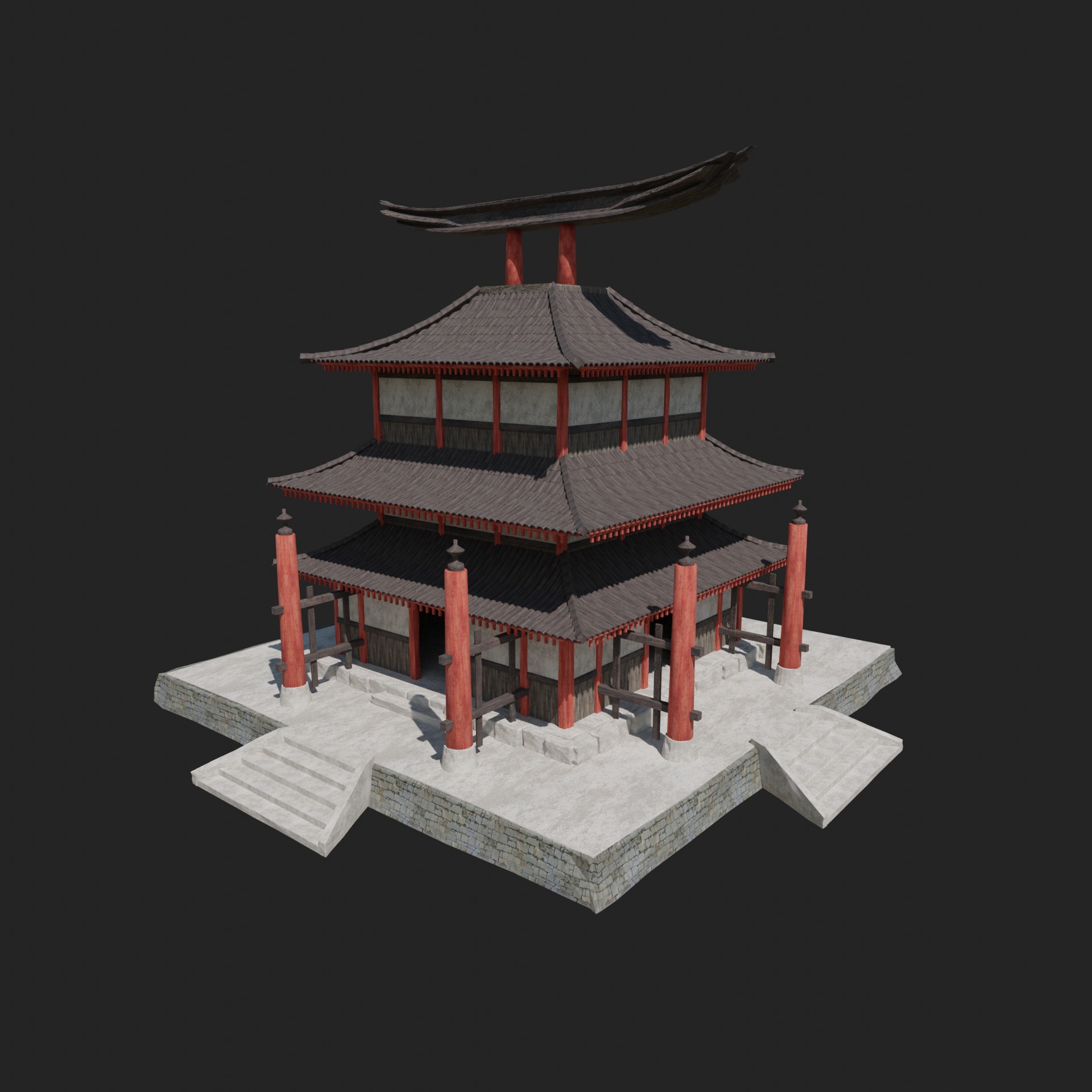 3D model JAPANESE ASIAN FEUDAL ZEN TEMPLE SHRINE STRUCTURES COLLECTION ...
