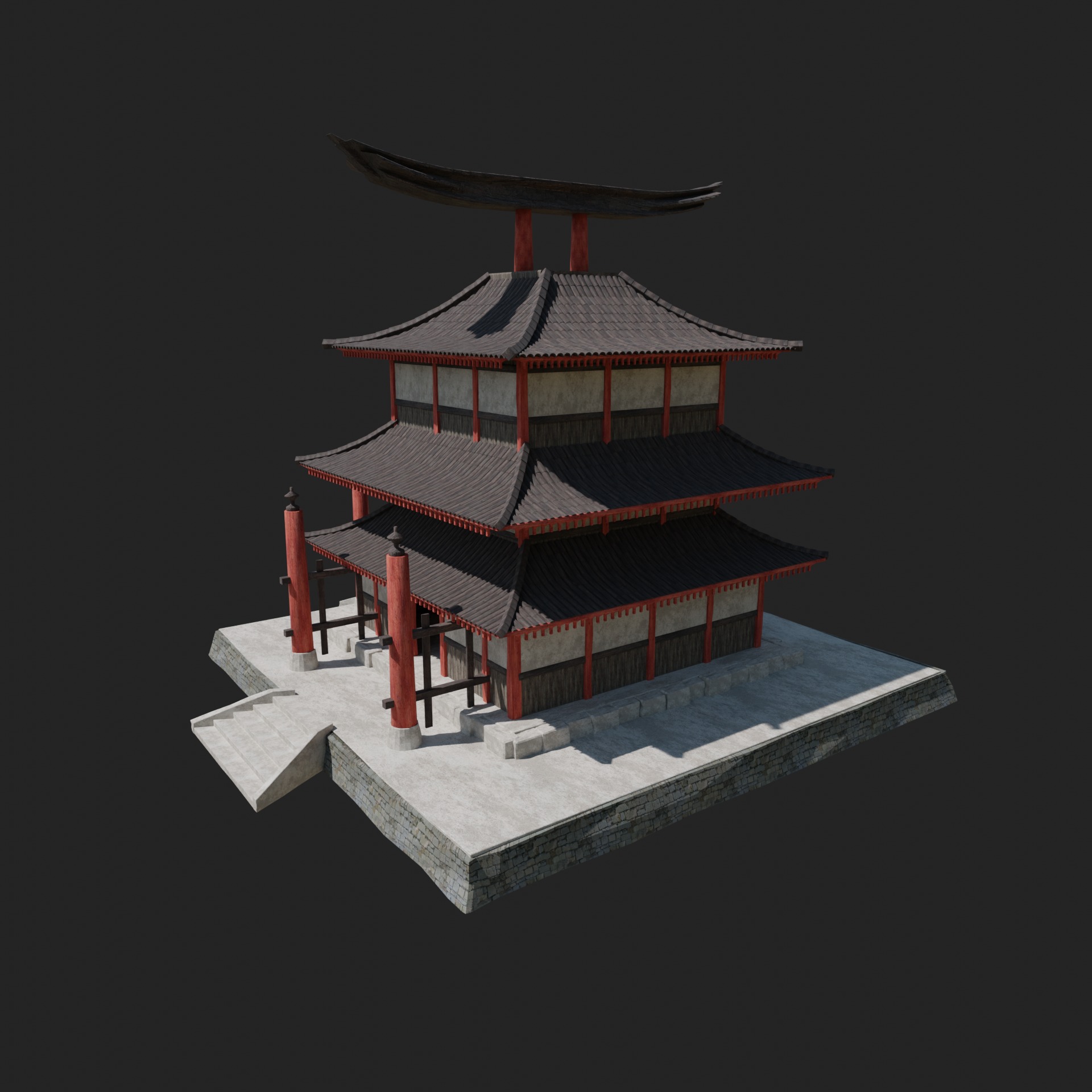 3D model JAPANESE ASIAN FEUDAL ZEN TEMPLE SHRINE STRUCTURES COLLECTION ...