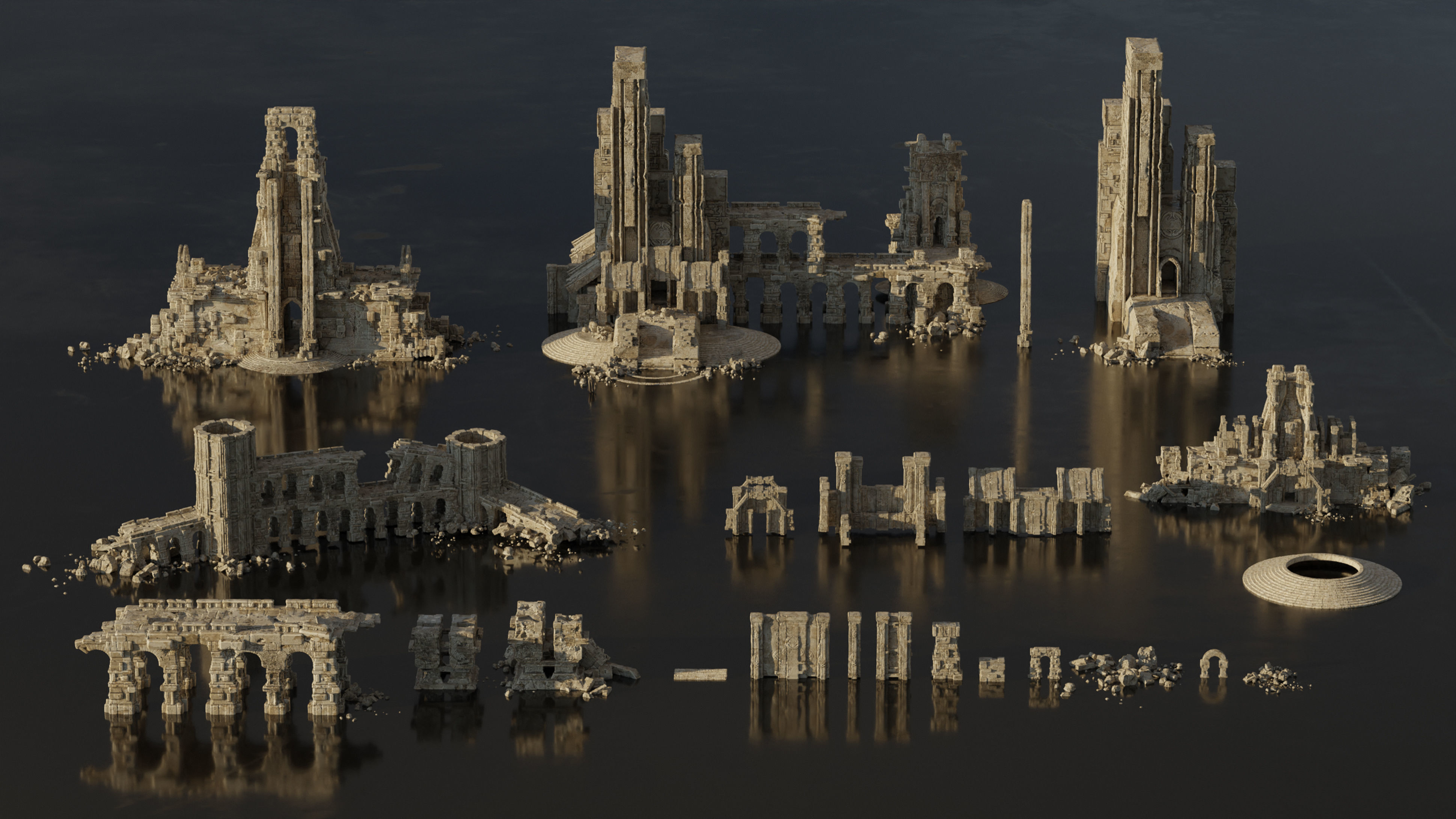 3D model Ancient temple - Ultimate - Old ruins - 3D Kitbash Asset Pack ...