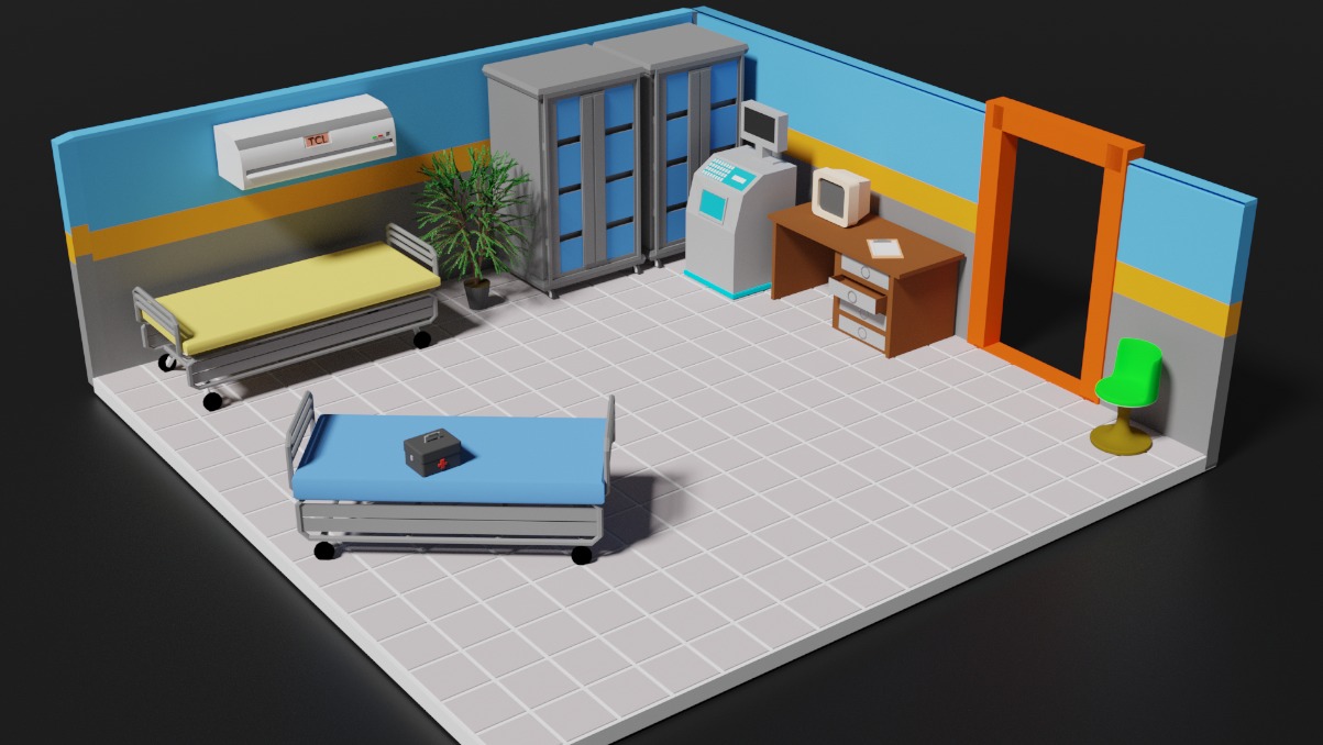 3D model 3D Hospital Rooms with Low Poly Interiors for Game Scenes VR ...