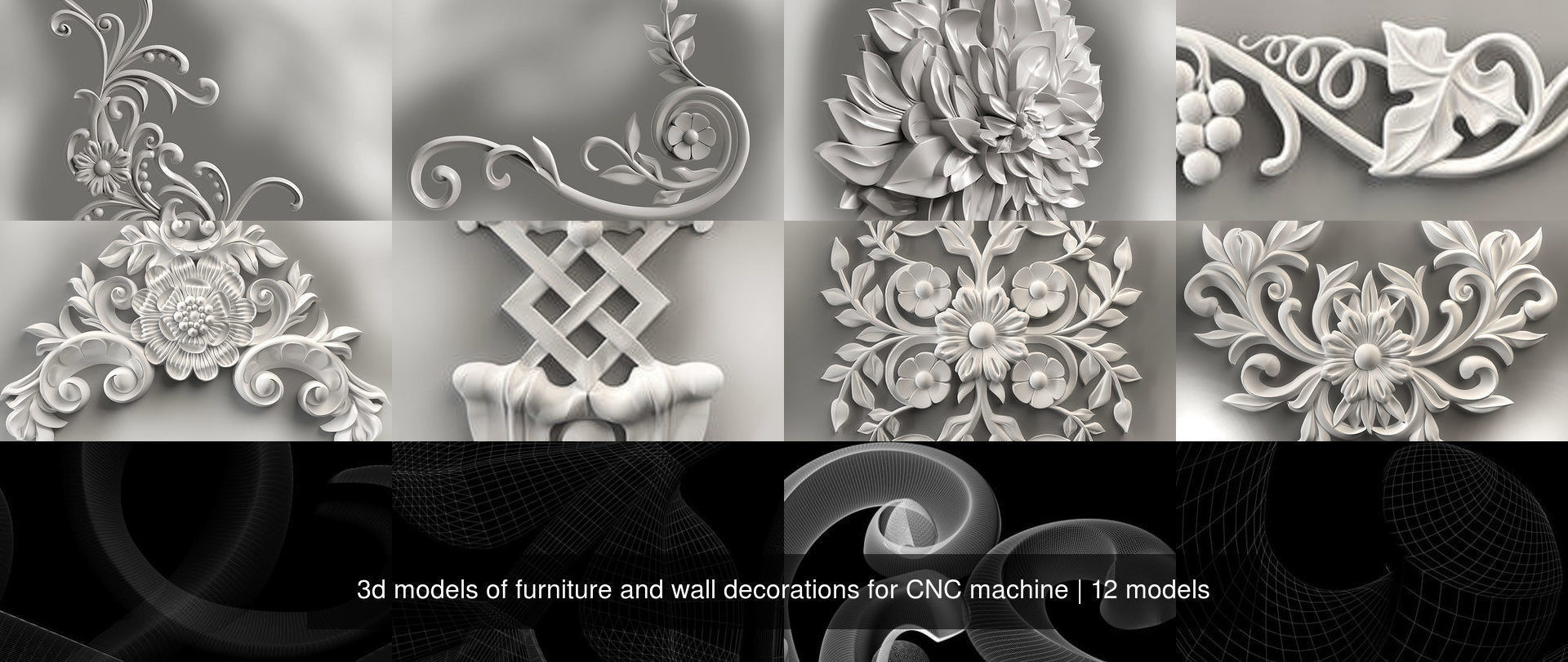 3d models of furniture and wall decorations for CNC machine 3D Model ...