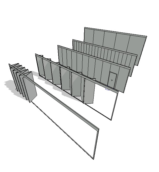 3D model Revit Family mobile wall with doors movable fullly parametric ...