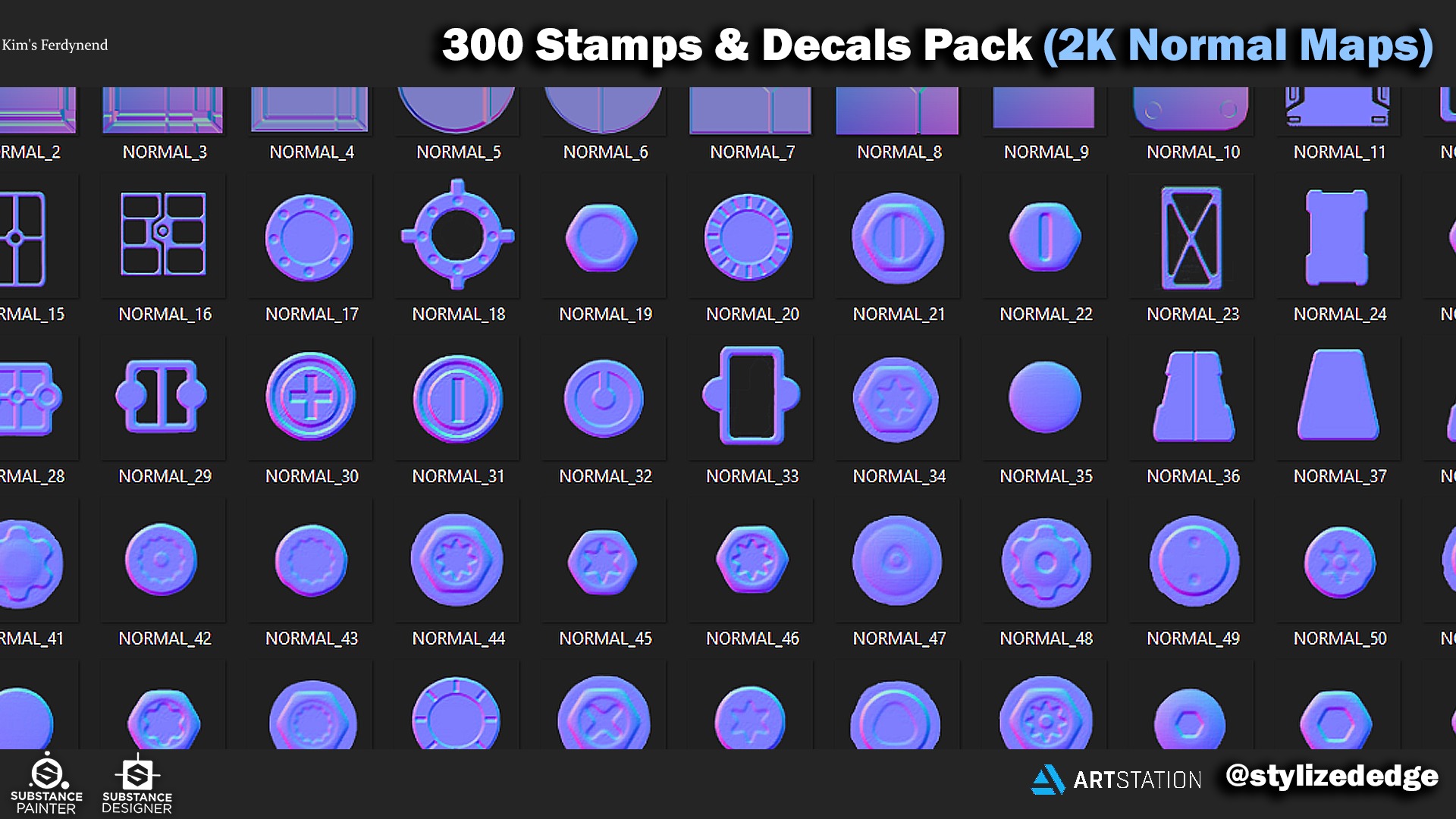 300 Substance Painter Stamp and Decals 2k normal maps Texture | CGTrader