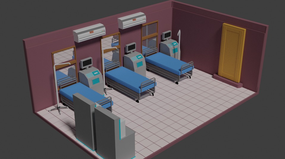 3D model 3D Multiple Patients Room VR / AR / low-poly | CGTrader