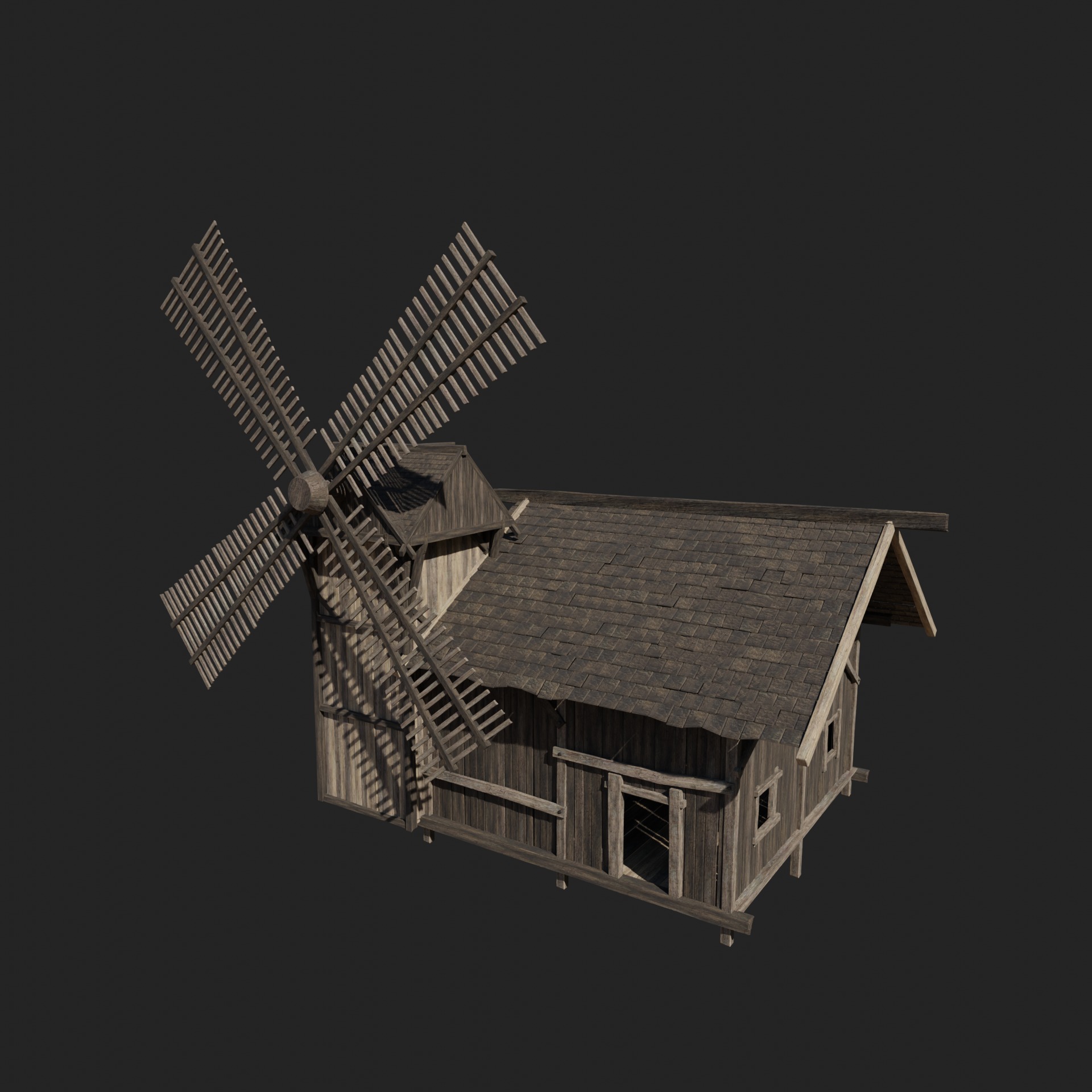 3D model MEDIEVAL MILL WINDMILL WATERMILL FANTASY BUILDING COLLECTION ...