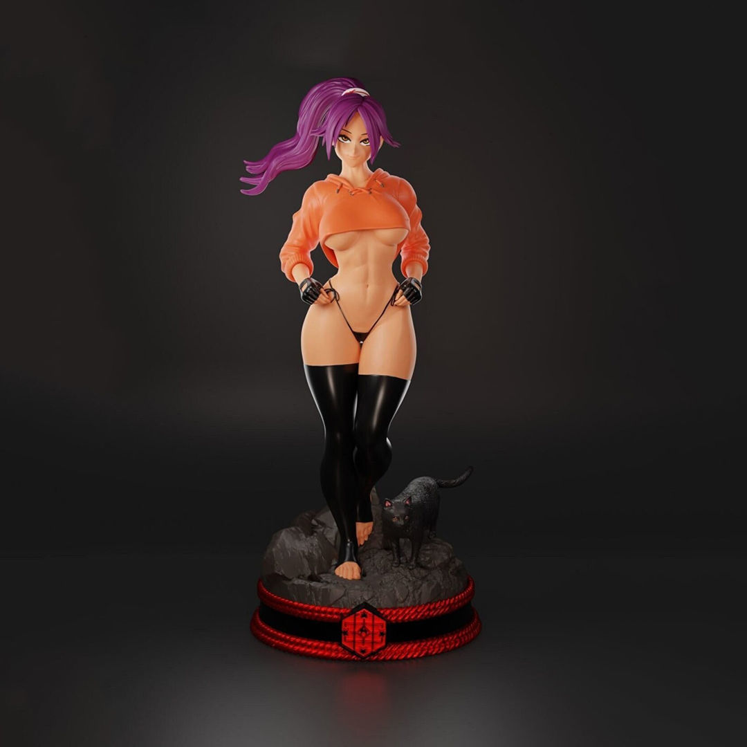 Sexy Yoruichi Shihoin with Cat Statue 3D Print Model 3D model 3D printable | CGTrader
