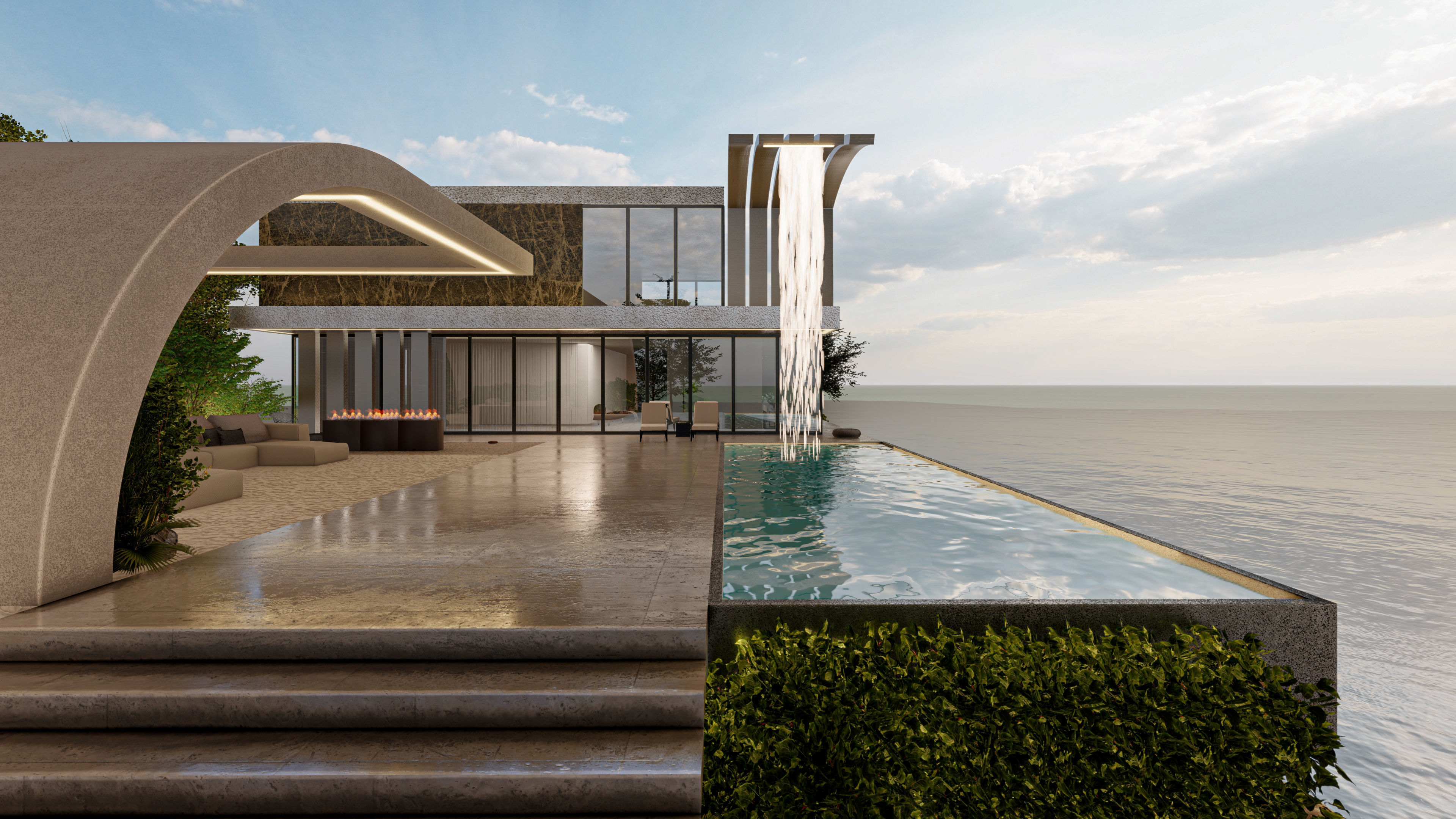 Modern Luxury Cliffside Villa Exterior - Lumion Scene 3D model animated ...