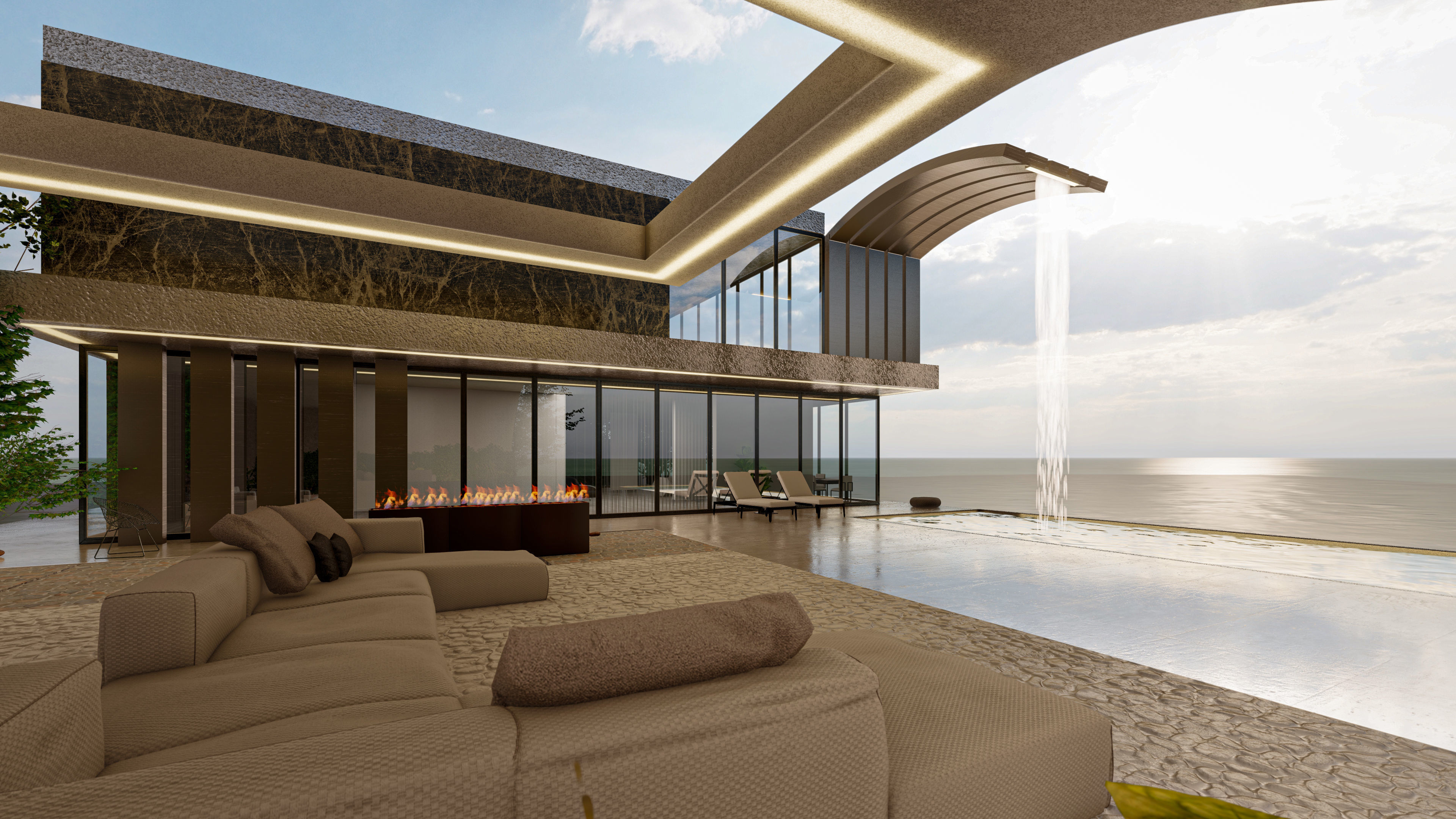 Modern Luxury Cliffside Villa Exterior - Lumion Scene 3D model animated ...