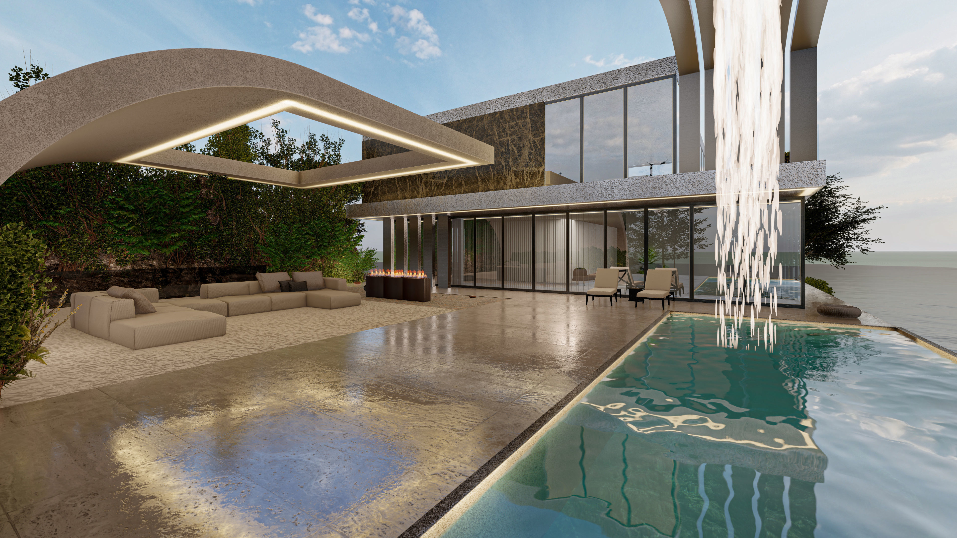 Modern Luxury Cliffside Villa Exterior - Lumion Scene 3D model animated ...