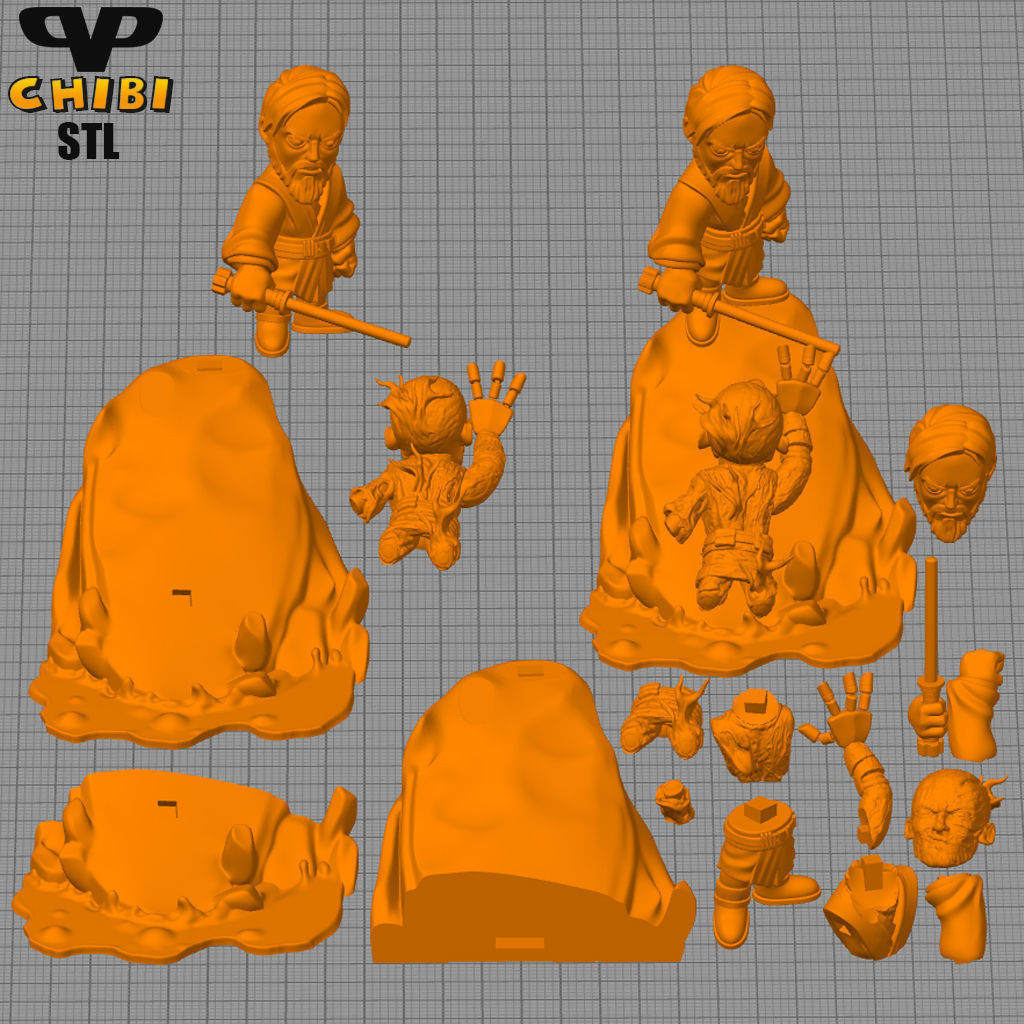 Obi Wan Kenobi vs Anakin Chibi STL for 3D Printing ChibiSTL 3DXM 3D ...