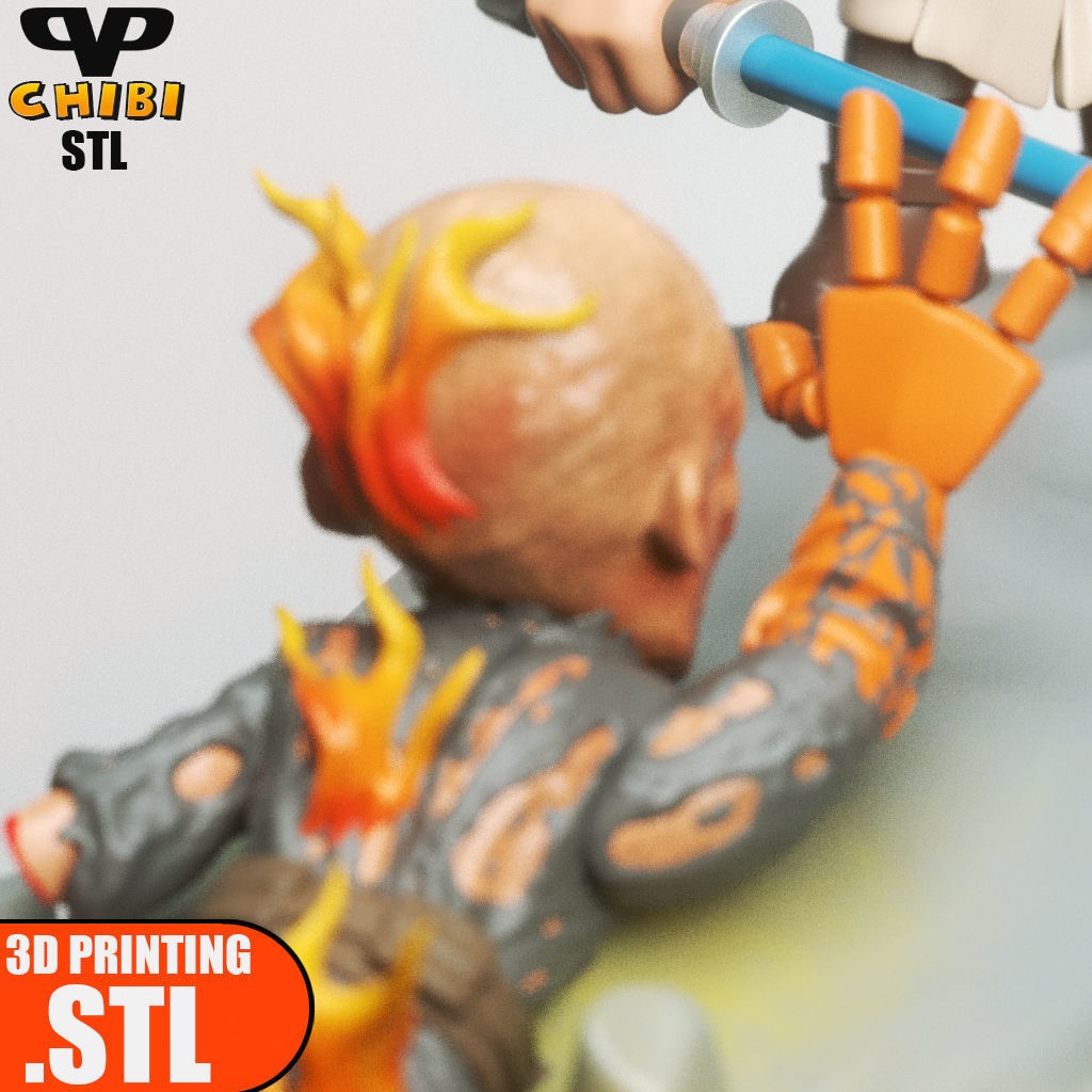Obi Wan Kenobi vs Anakin Chibi STL for 3D Printing ChibiSTL 3DXM 3D ...