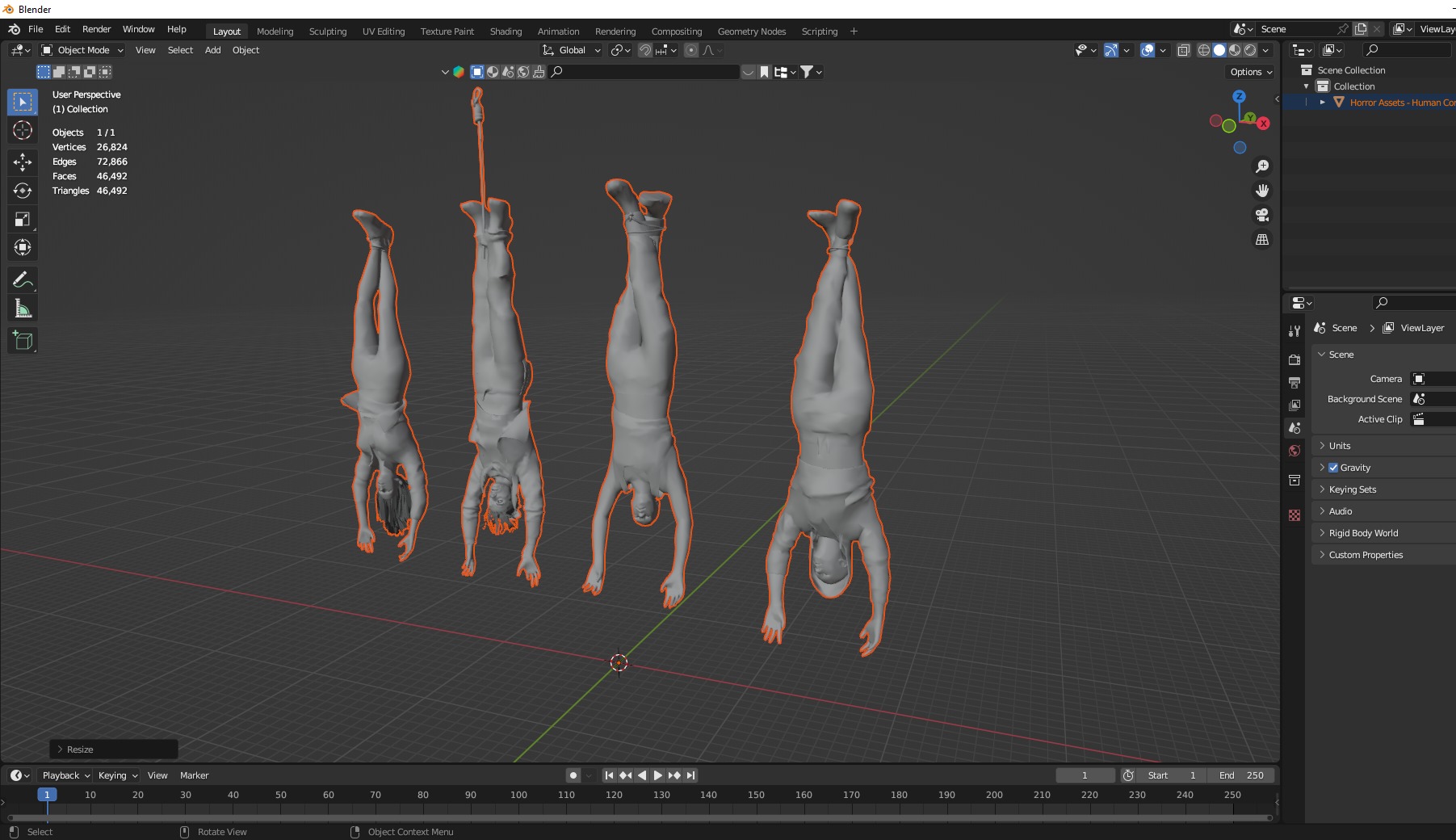3D model Horror Assets - Human Corpses Pack Low-poly 3D model VR / AR ...