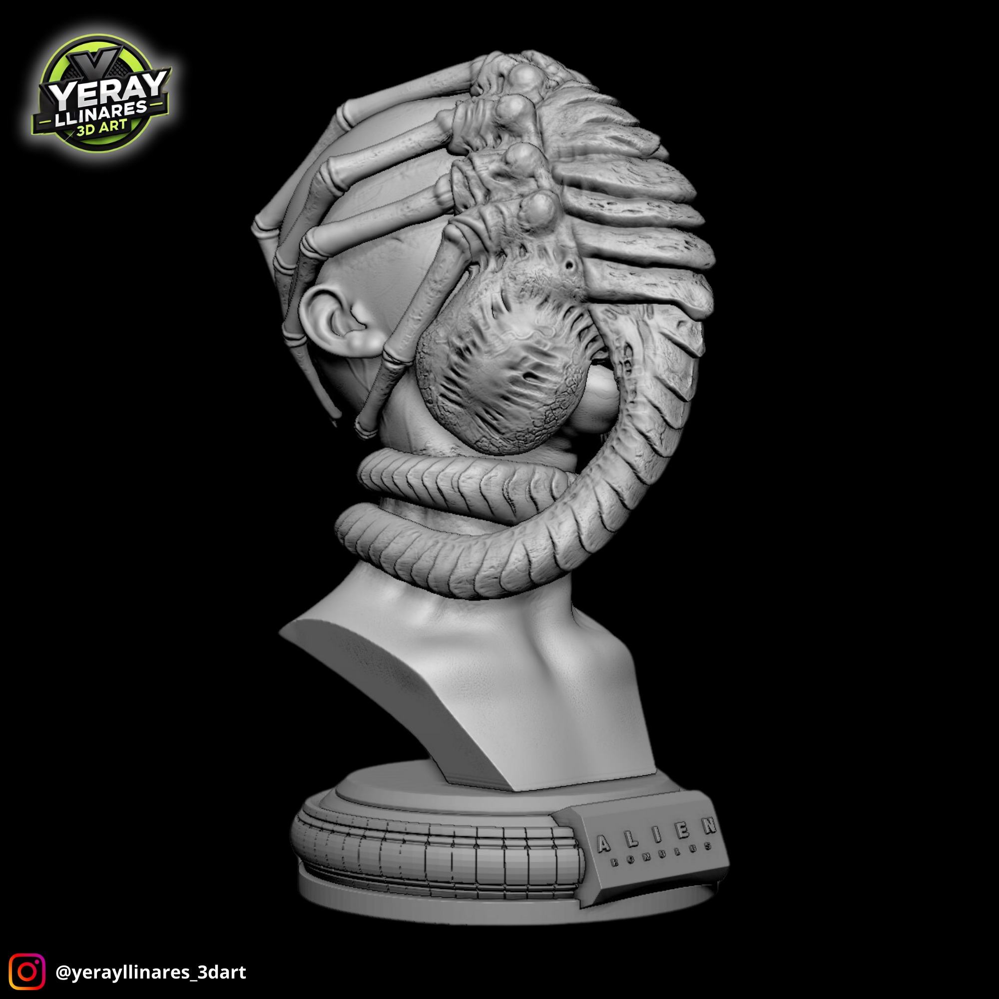 Human Bust with Facehugger Tribute to Alien Romulus 3D model 3D ...