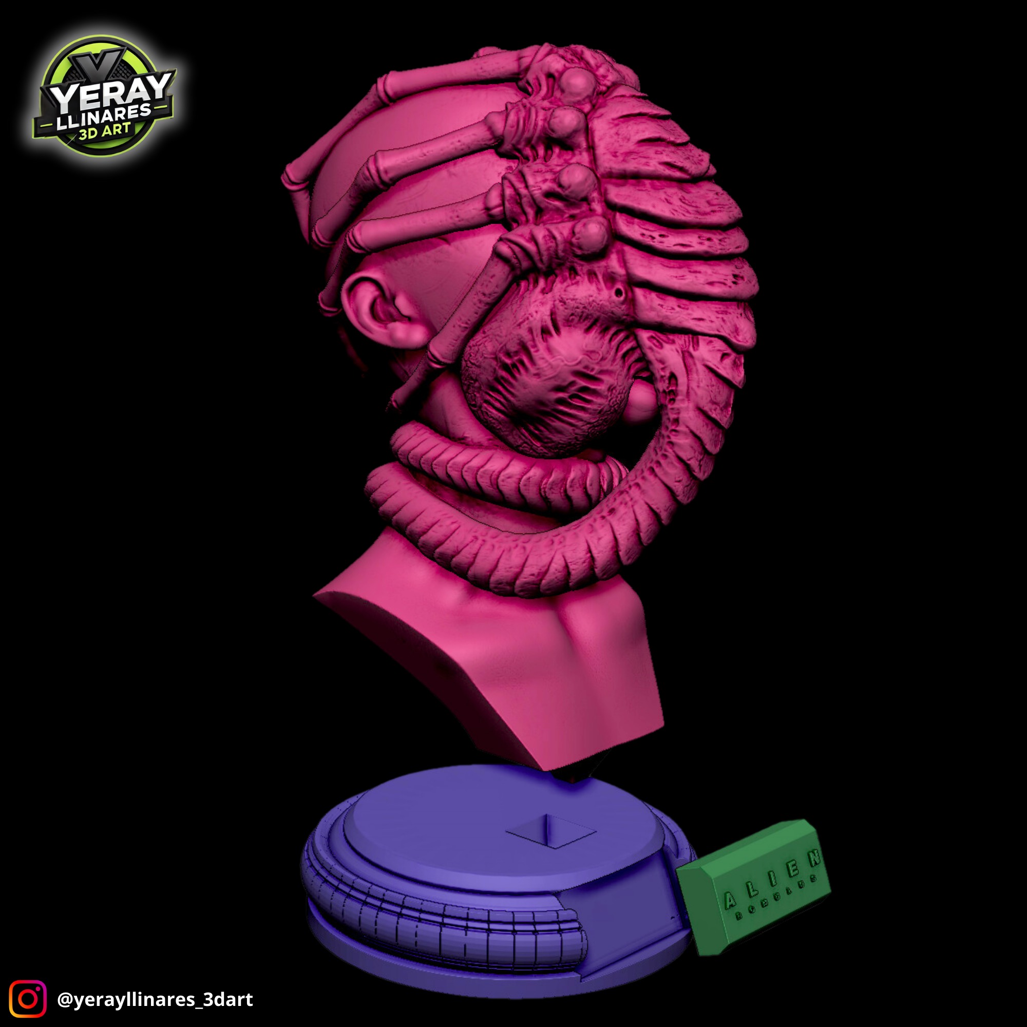 Human Bust with Facehugger Tribute to Alien Romulus 3D model 3D ...