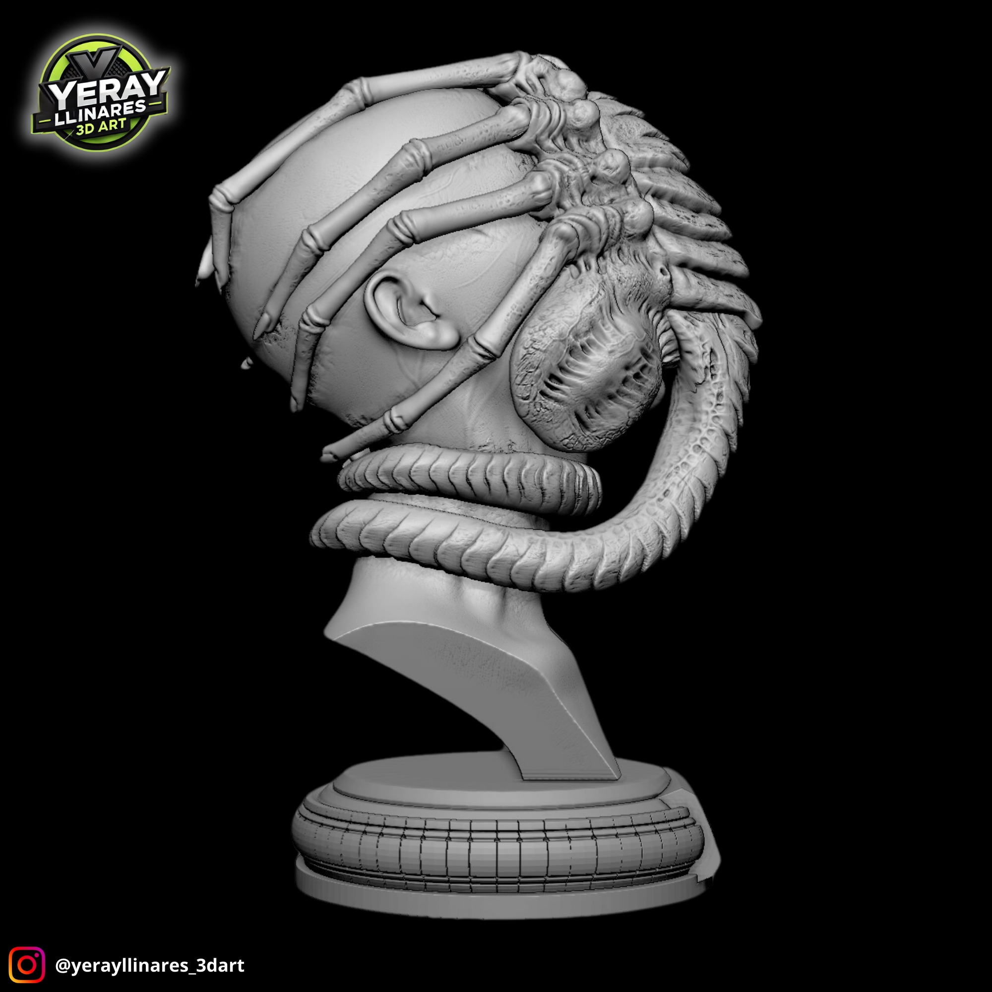 Human Bust with Facehugger Tribute to Alien Romulus 3D model 3D ...