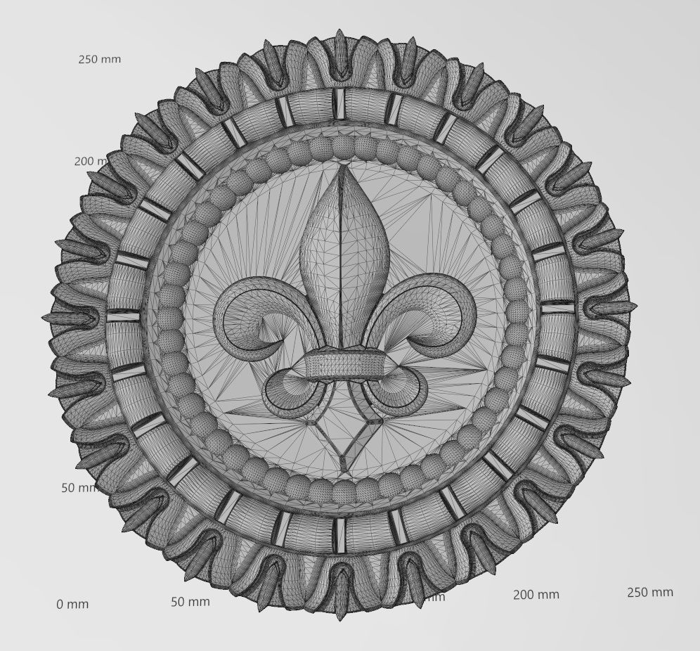 Heraldic lily flower pattern ceiling medallion rosette sculpture 3D model 3D printable | CGTrader