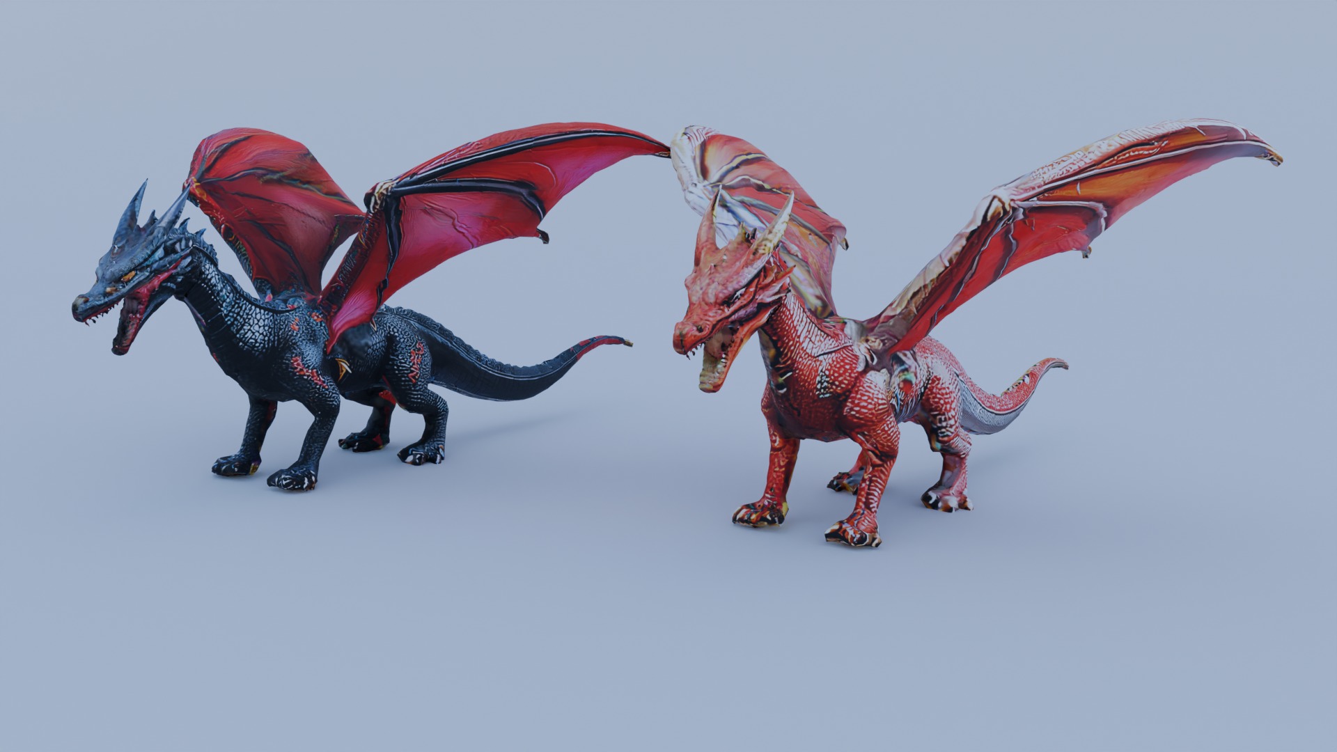 Dragon battle Red Dragon and Black Dragon free 3D model | CGTrader