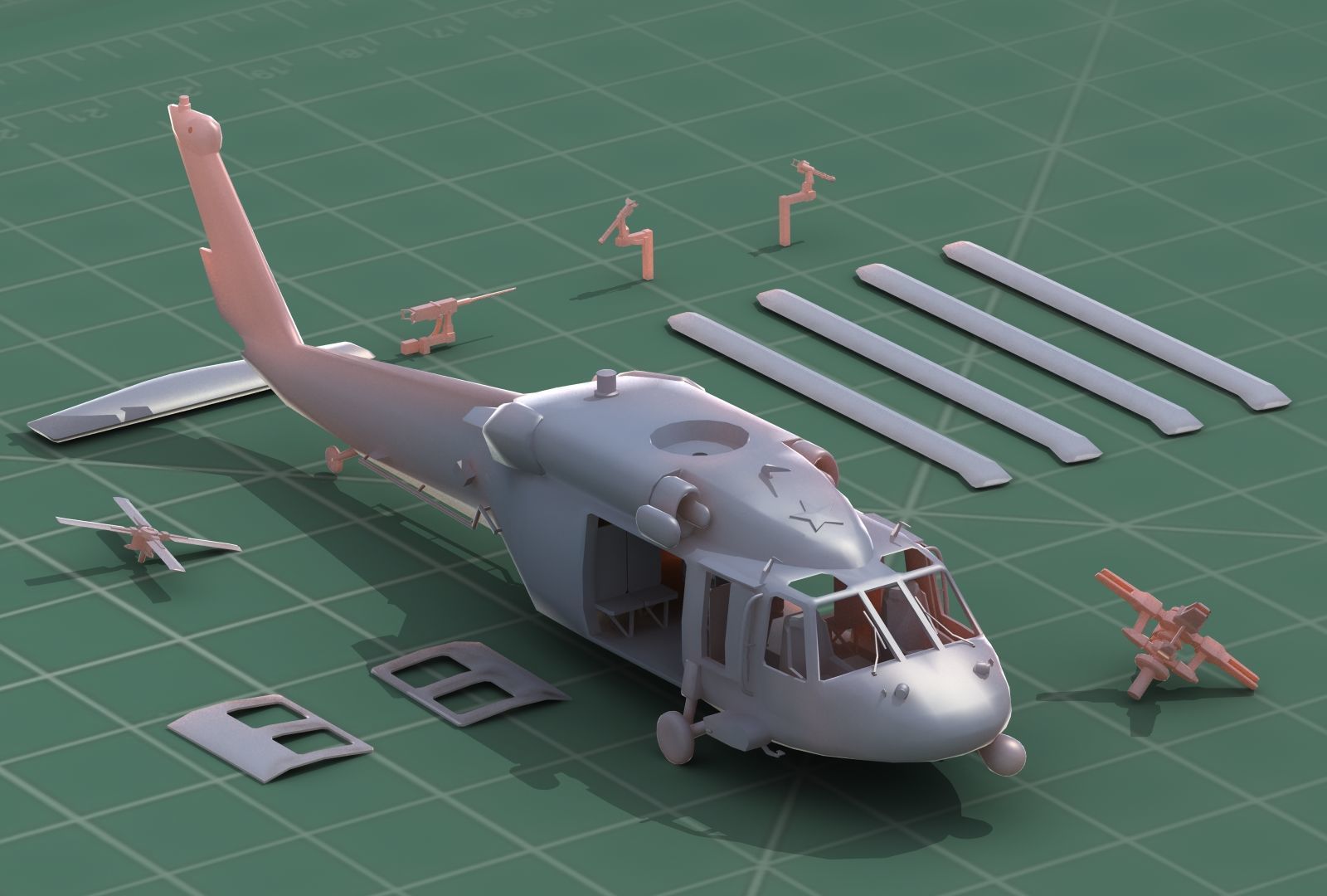 UH-60 Blackhawk Military Helicopter 3D Print Model Kit 3D model 3D ...