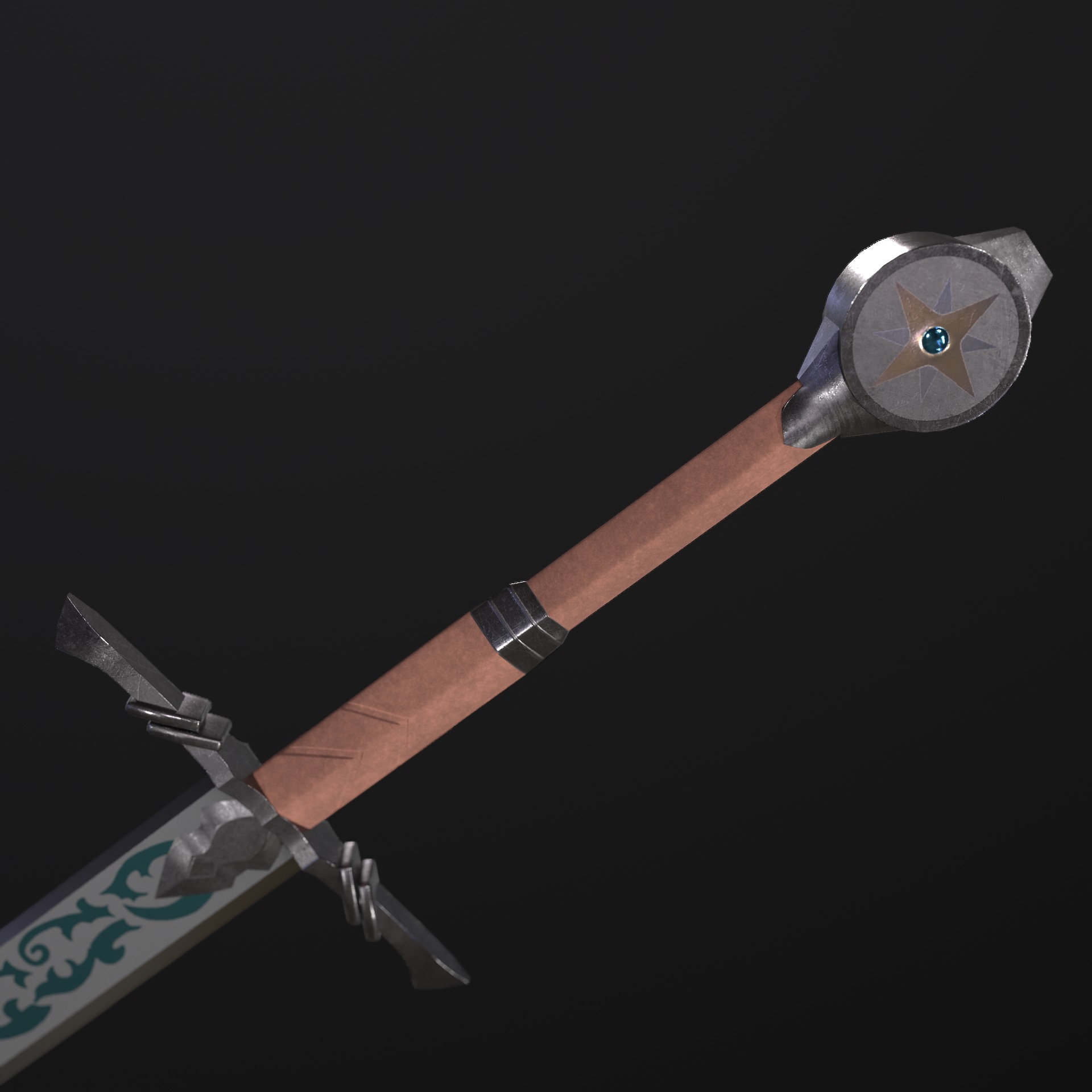 3D model Saber Sword Fantasy Medieval Stylized PBR VR / AR / low-poly ...