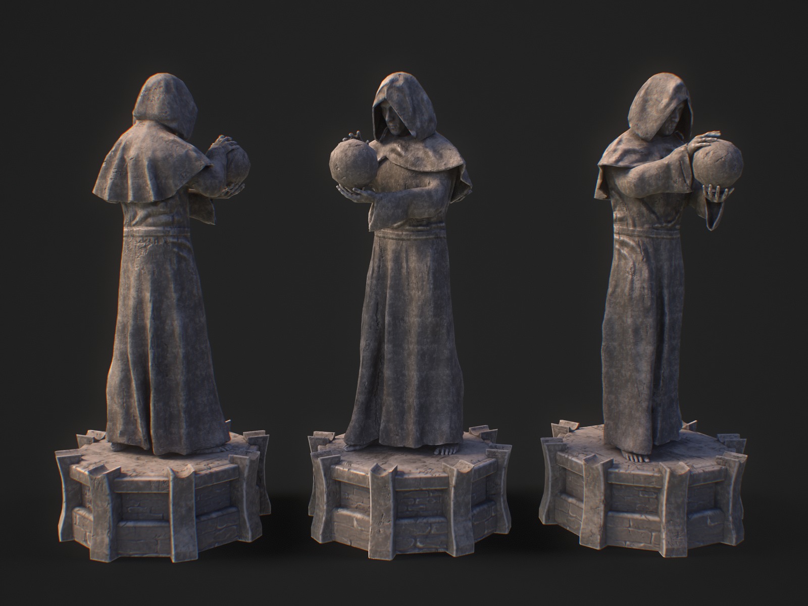 3D model Stylized monk statue PBR gameready VR / AR / low-poly | CGTrader