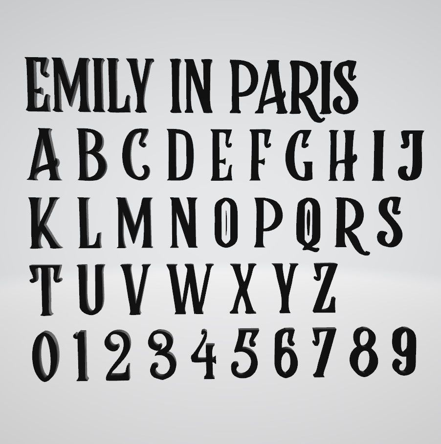 emily in paris font alphabet letters numbers rumble brave 3D model 3D ...