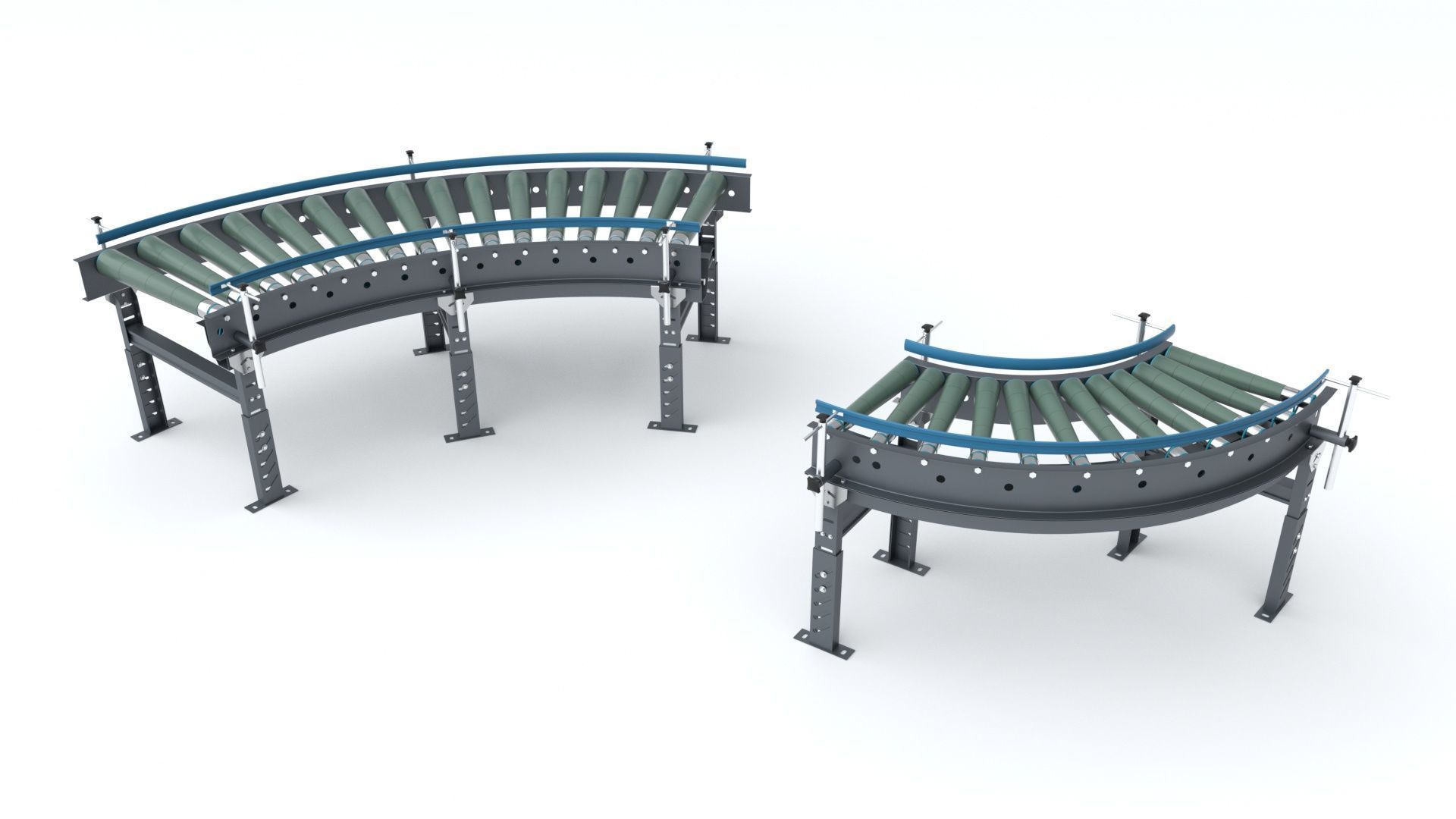 Curved Roller Conveyor Adjustable and Rigged 3D model animated rigged ...